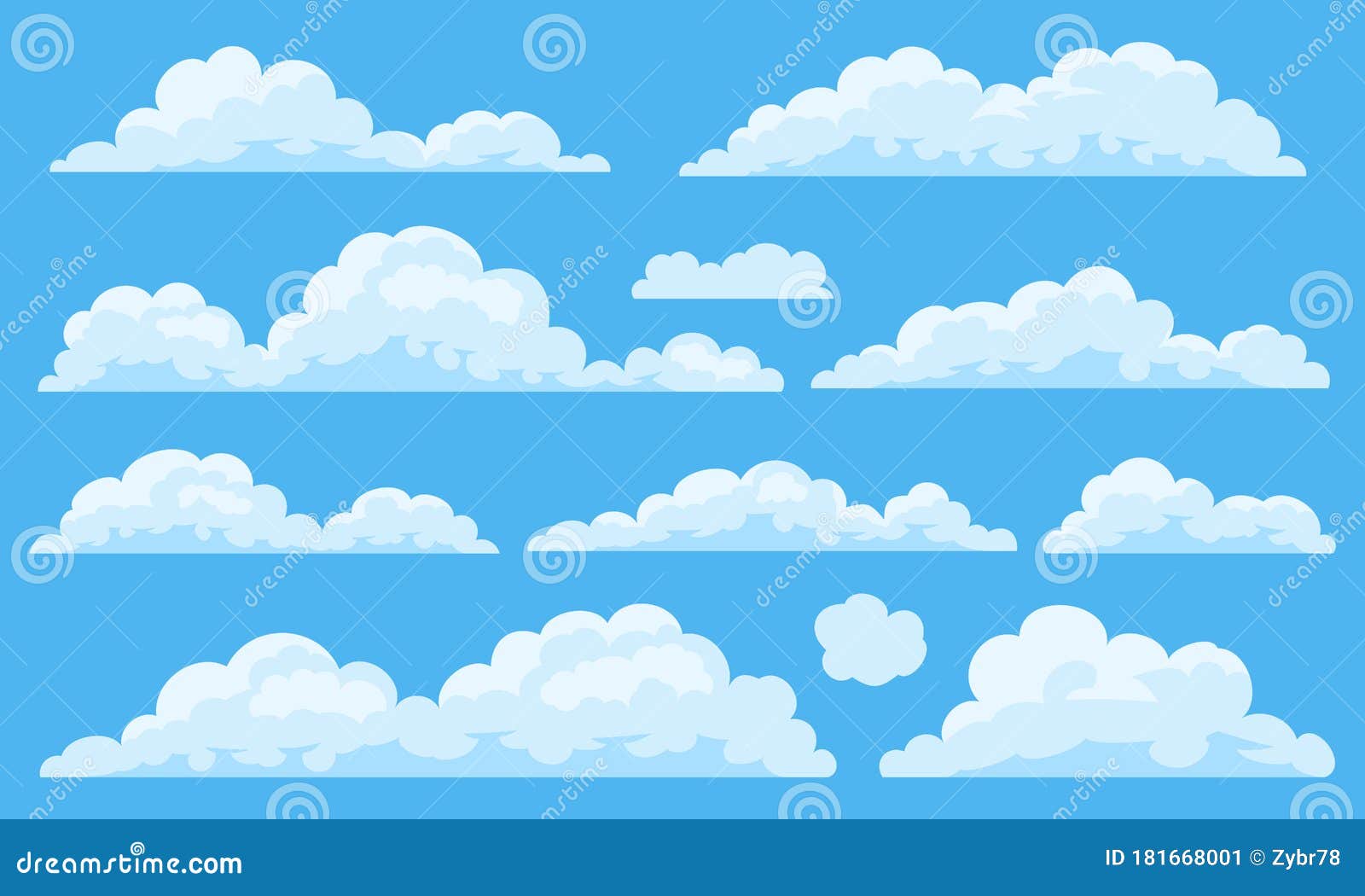 Set of cartoon clouds stock vector. Illustration of cartoon - 181668001