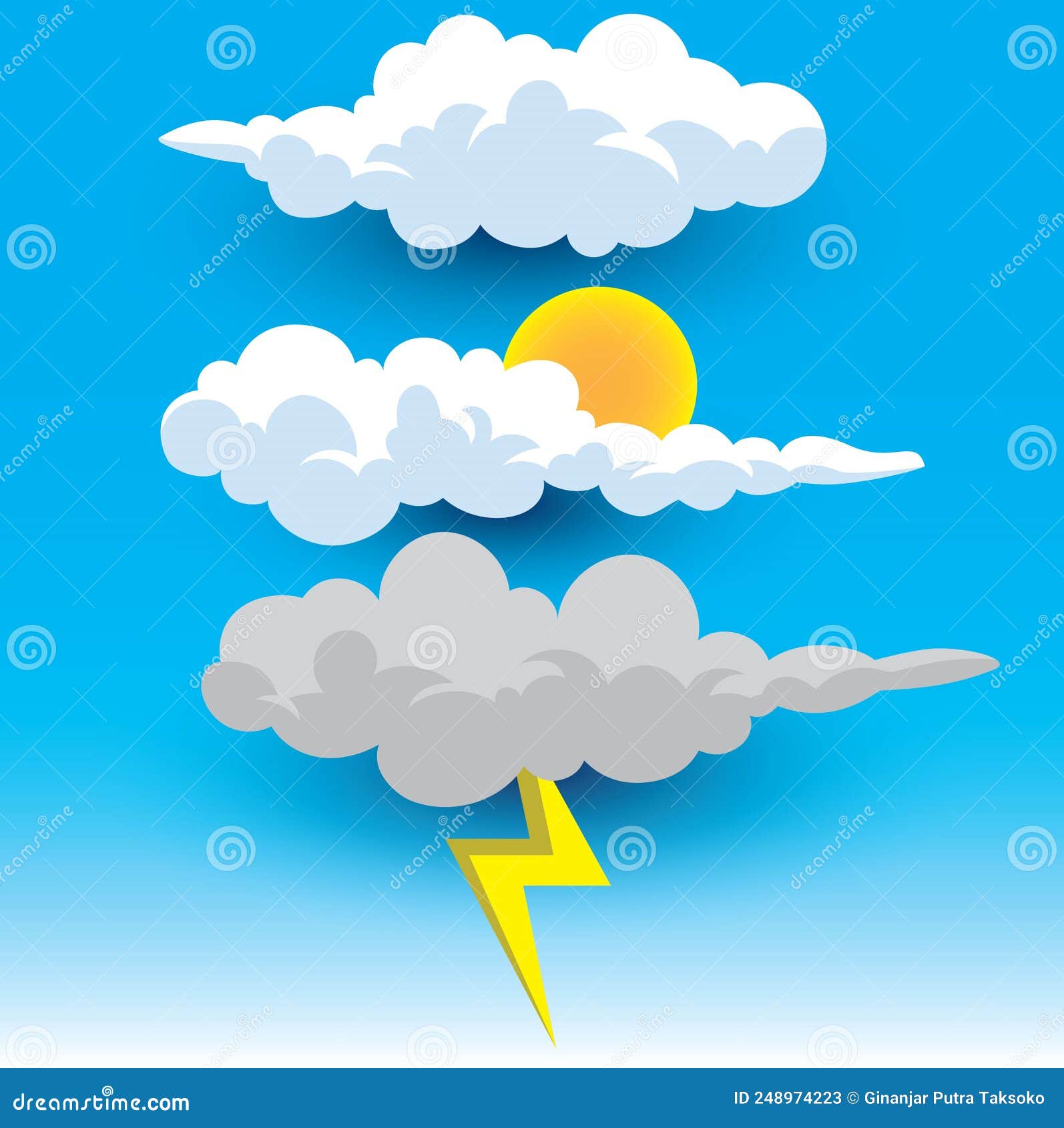 Set of Cartoon Clouds Collection in Three Different Types Stock Vector ...