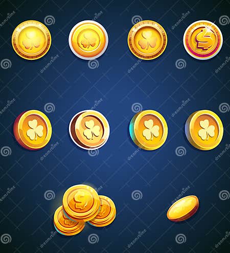 Set of cartoon coins stock vector. Illustration of sprites - 67078273