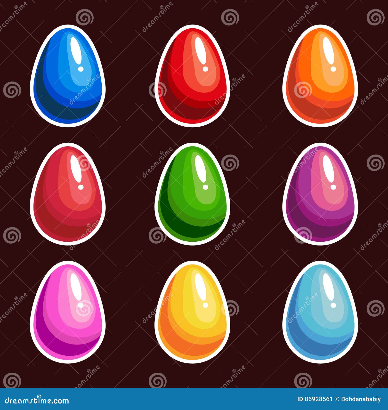 Set of Cartoon Colorful Eggs Stock Vector - Illustration of chicken ...