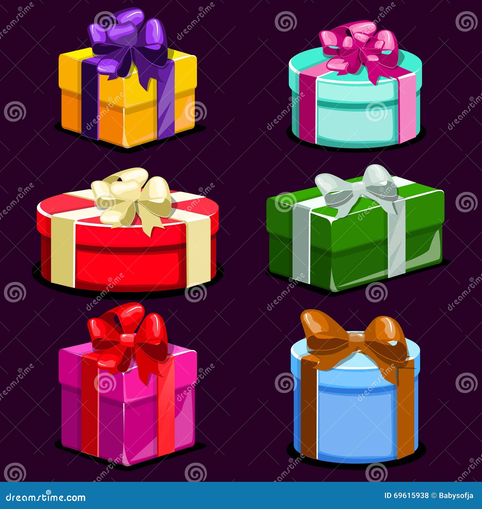 Set of Cartoon Colorful Gift Boxes Stock Vector - Illustration of card ...