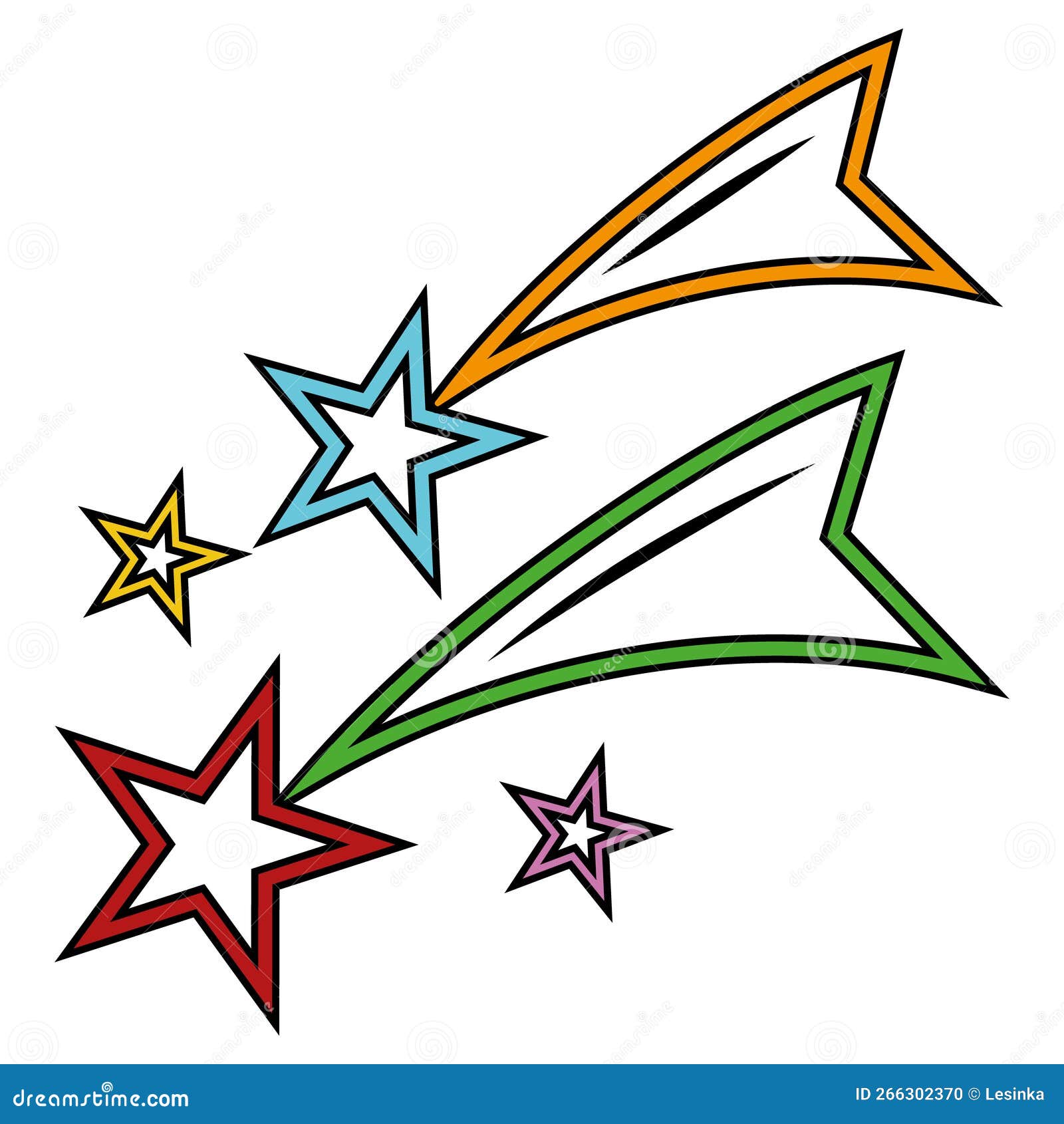 A Set of Cartoon Colorful Vector Illustrations of Stars Isolated on a ...