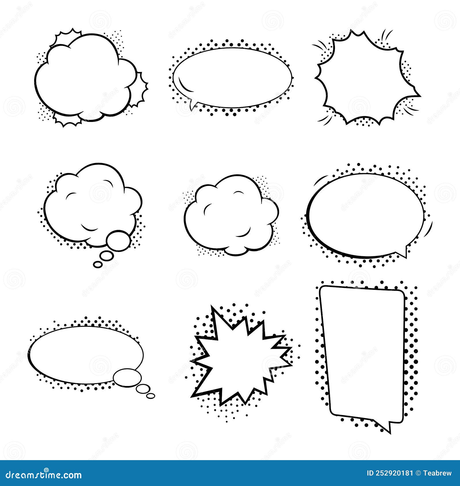 Set of Cartoon, Comic Speech Bubbles Stock Vector - Illustration of ...