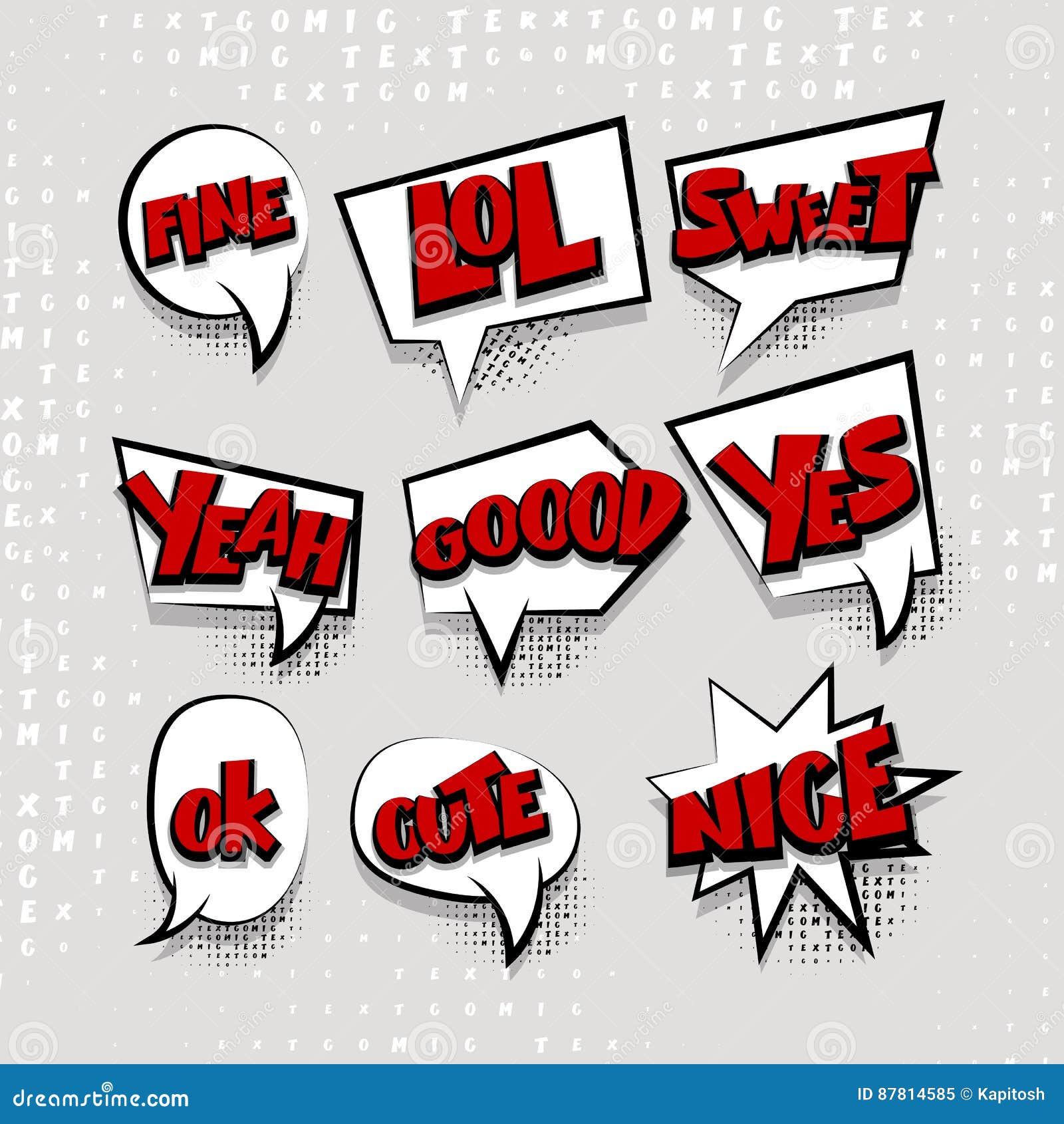 Set Cartoon Comic Text White Cloud Stock Vector - Illustration of funny ...