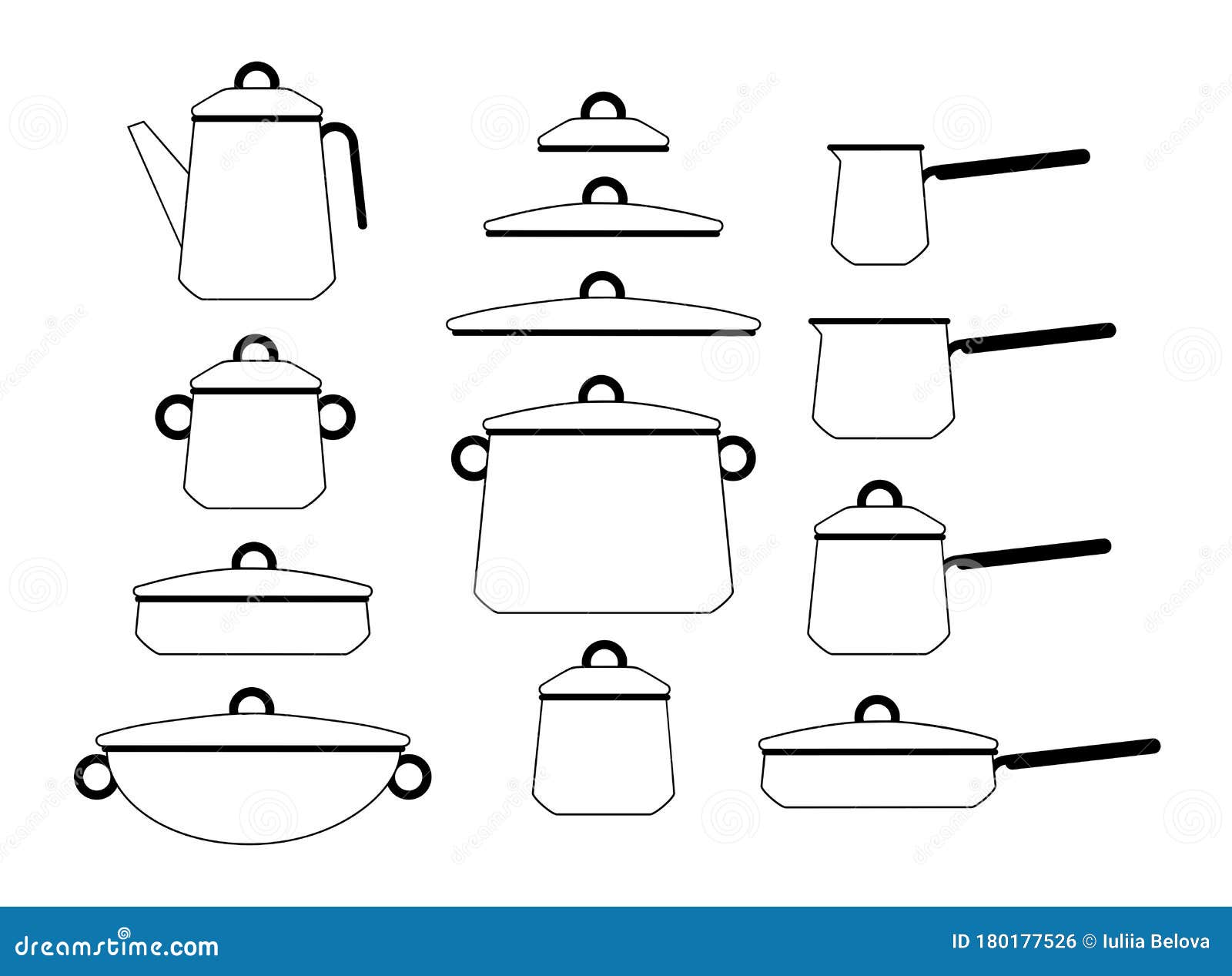 Set of Cartoon Cookware Pan Lids. Illustration Stock Illustration ...