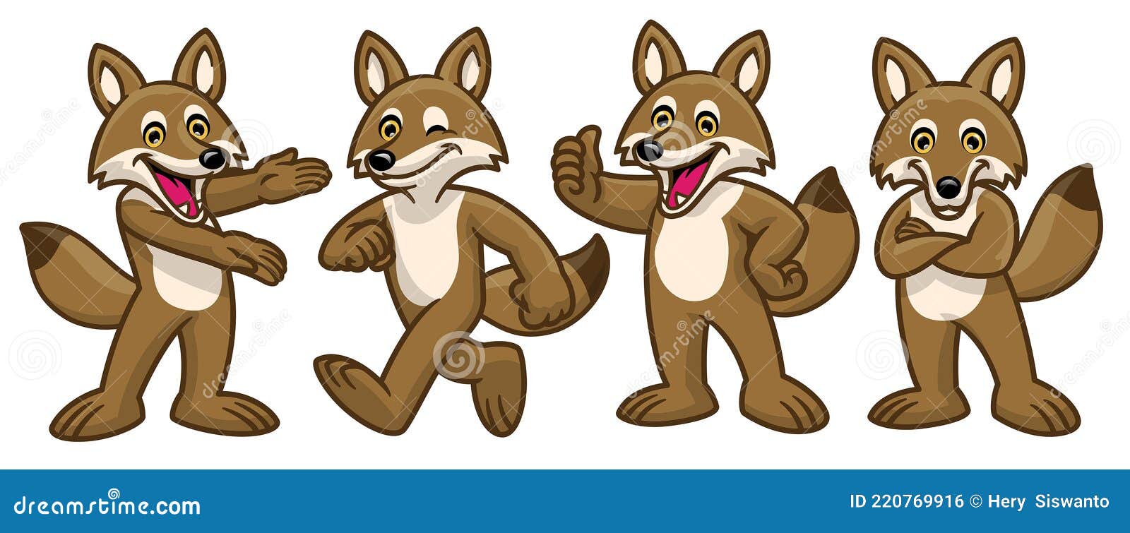 Set of Cartoon Coyote Mascot Character Stock Vector - Illustration of ...
