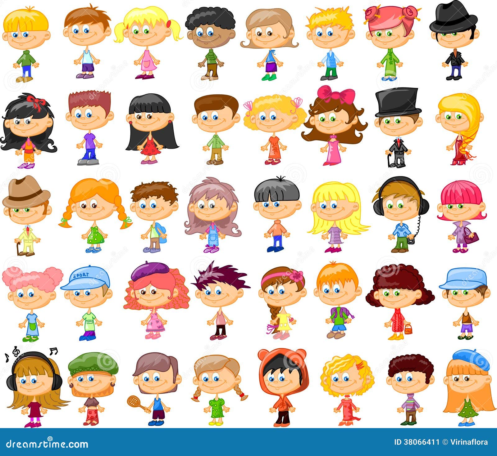Set of Cartoon Cute Children,vector Stock Vector - Illustration of ...