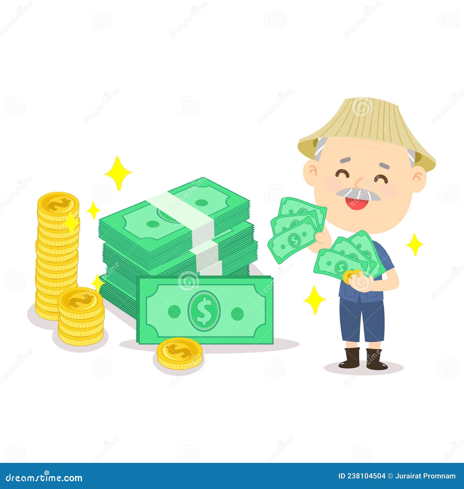 Cartoon Cute Money Character Vector. Stock Vector - Illustration of ...