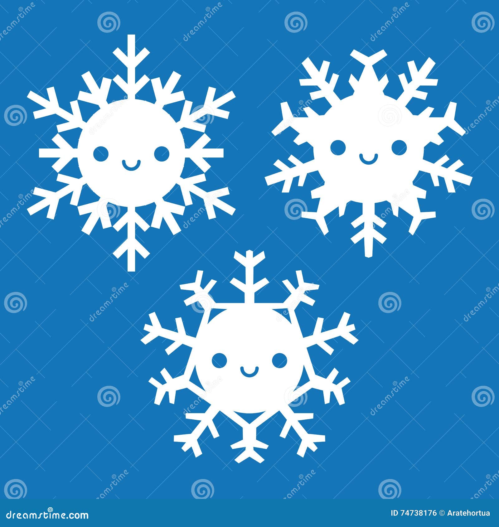 Set of Cartoon Cute Snowflakes Isolated Stock Illustration ...