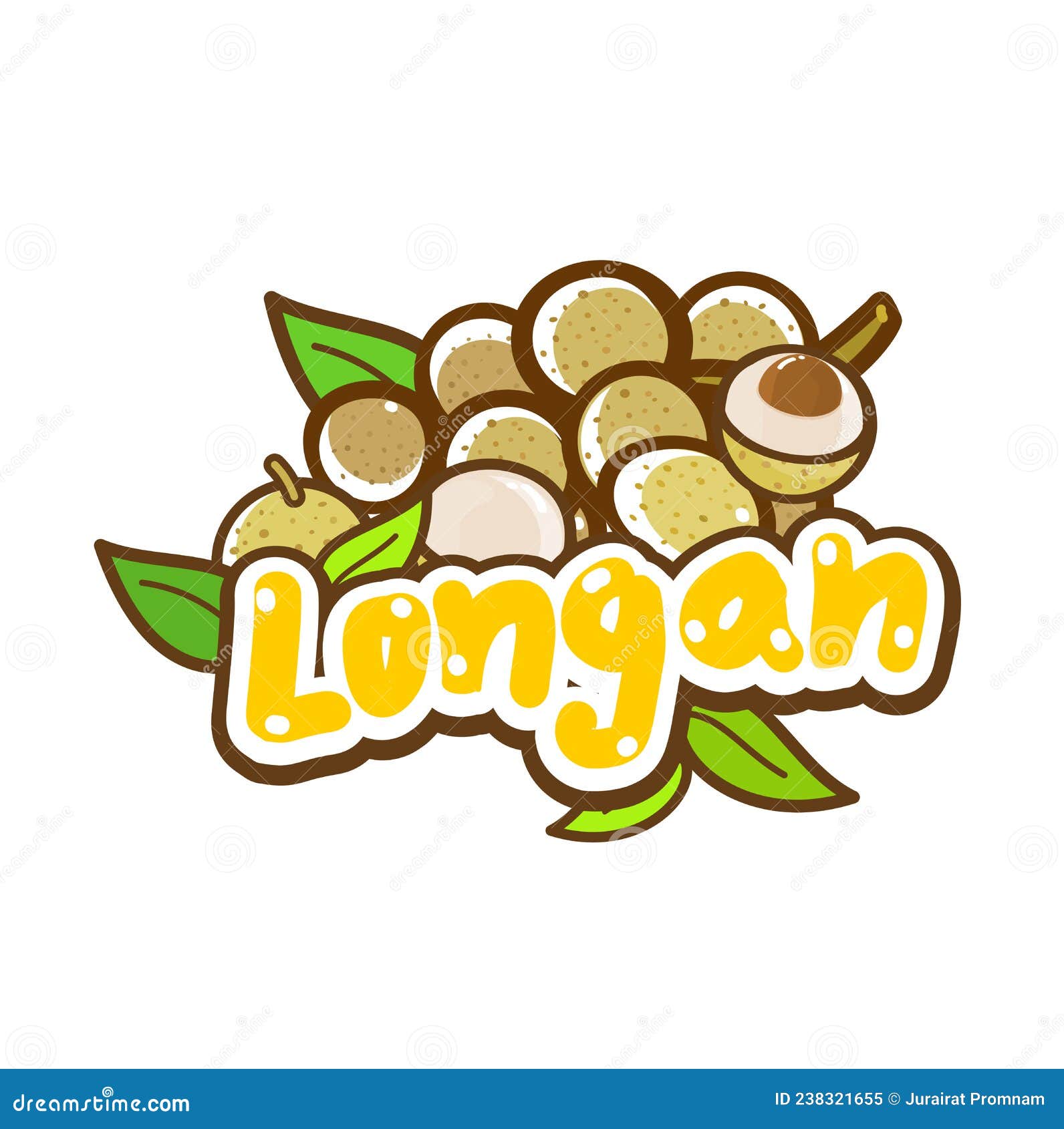 Cartoon Longan Thai Fruit Character Vector. Stock Vector - Illustration ...