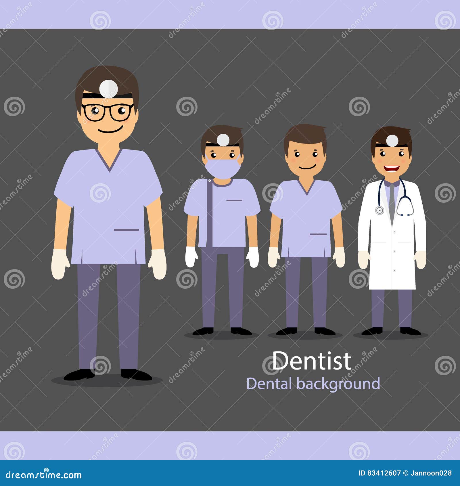 Set of Cartoon Dentist. Vector Illustration Stock Vector - Illustration ...