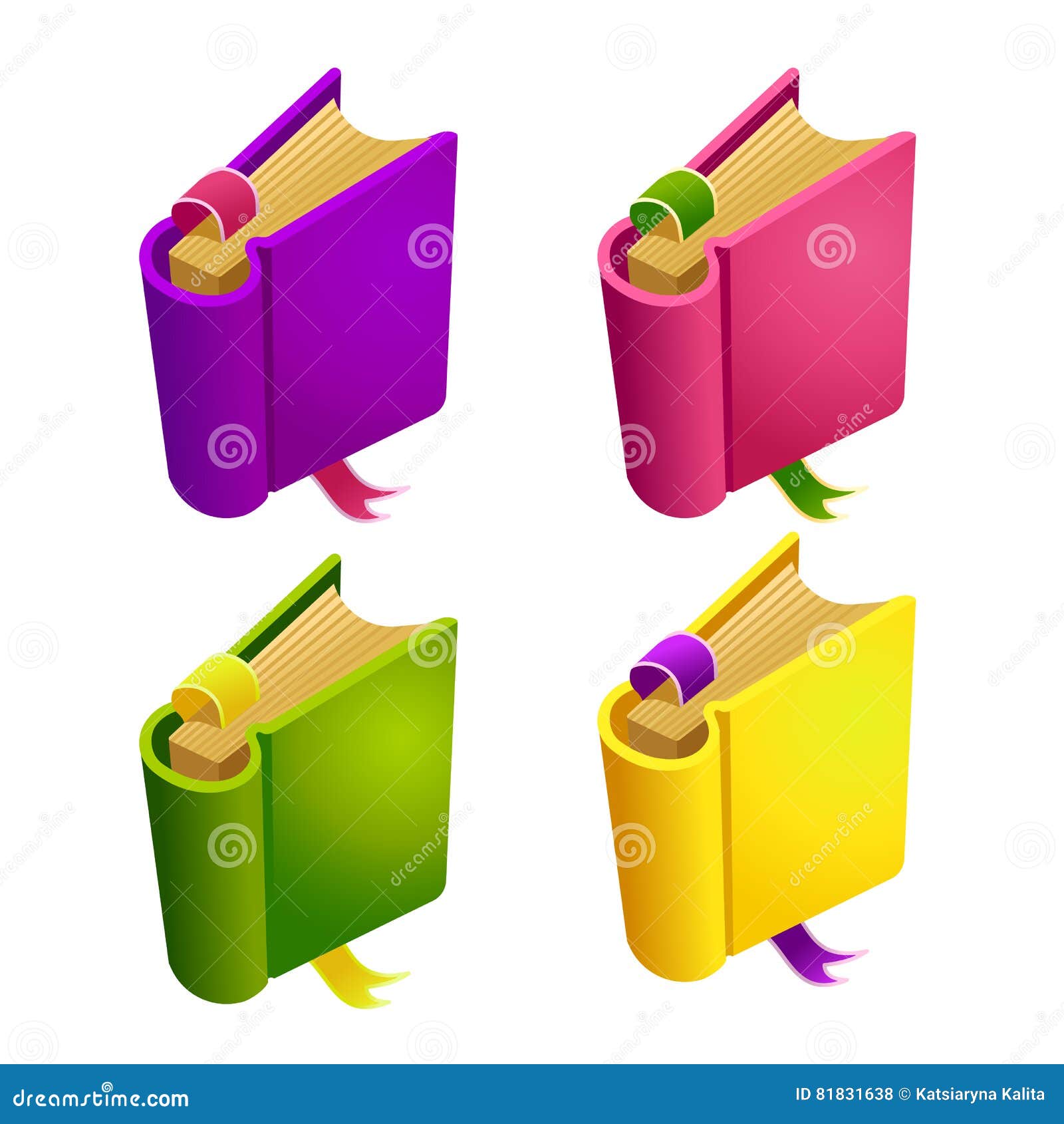 Set of Cartoon Different Color Book Stock Vector - Illustration of ...