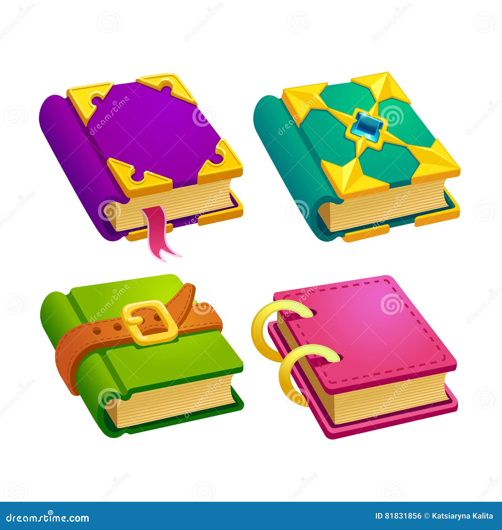 Set of Cartoon Different Color Books Stock Vector - Illustration of ...