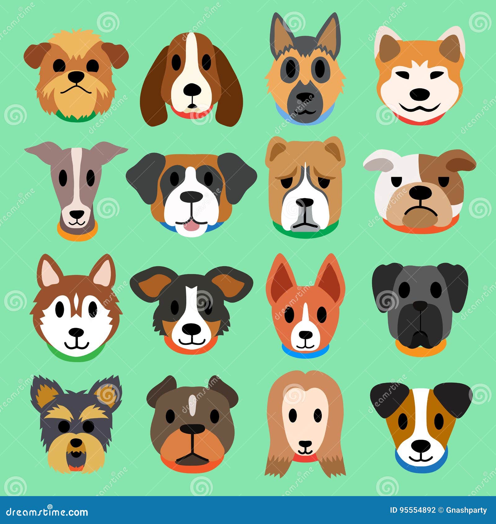 Set of cartoon dogs stock vector. Illustration of puppy - 95554892
