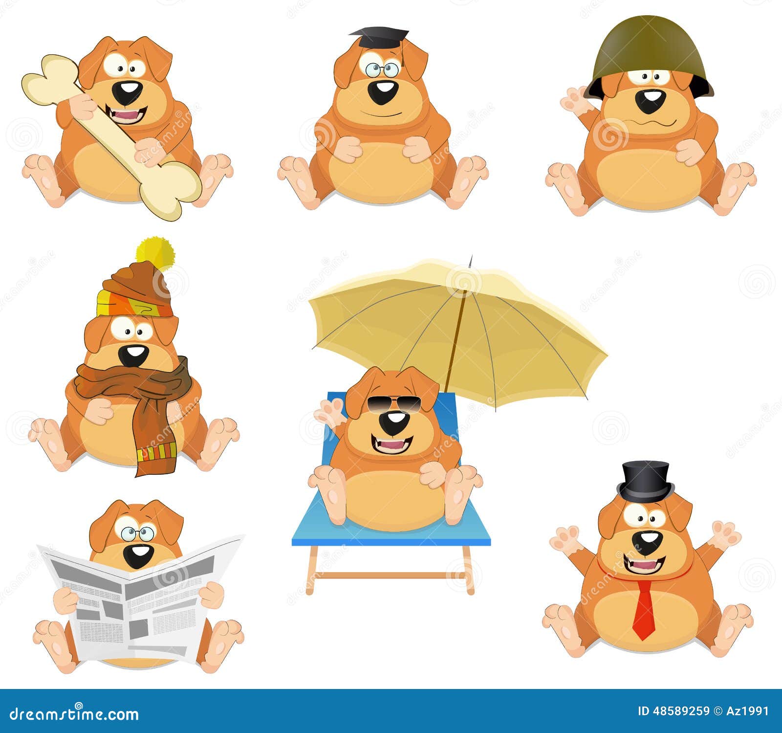 Set of cartoon dogs stock vector. Illustration of cute - 48589259