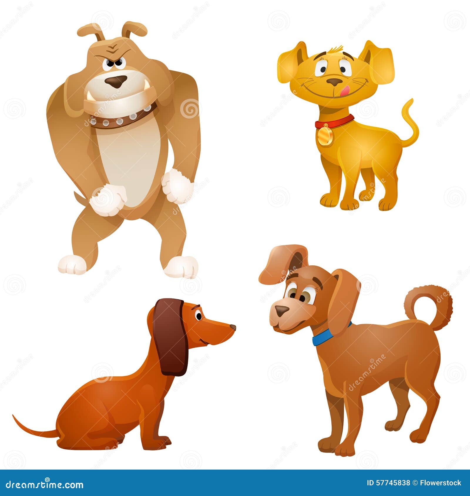 Set of cartoon dogs stock vector. Illustration of alert - 57745838