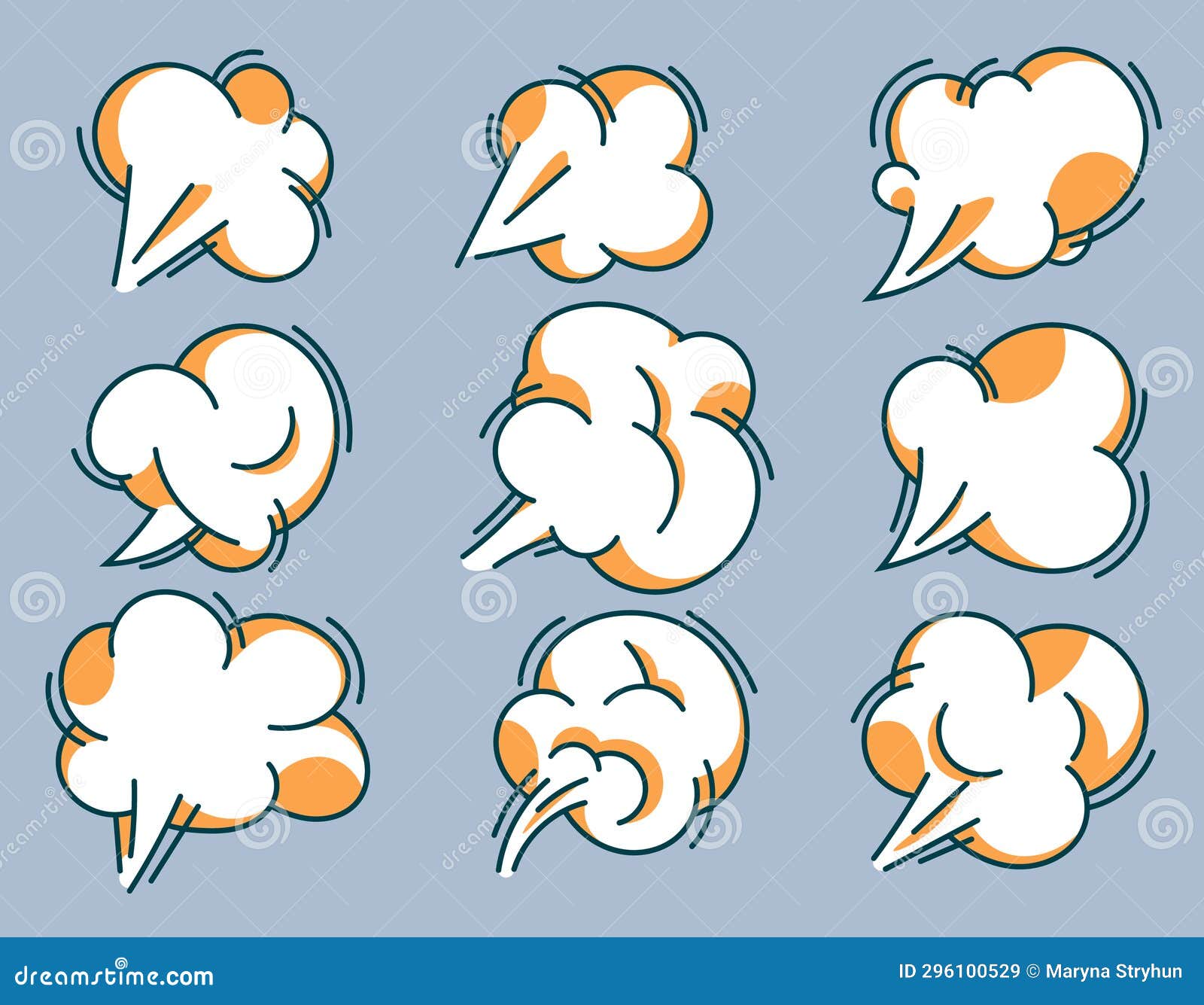 Cartoon Dust Cloud. Comic Cloud Shape, Spray Air Smoke, Fog Road ...