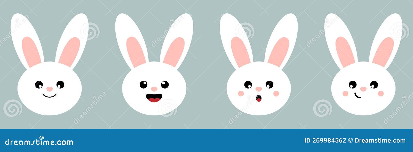 Set of Cartoon Easter Rabbits Stock Illustration - Illustration of ...