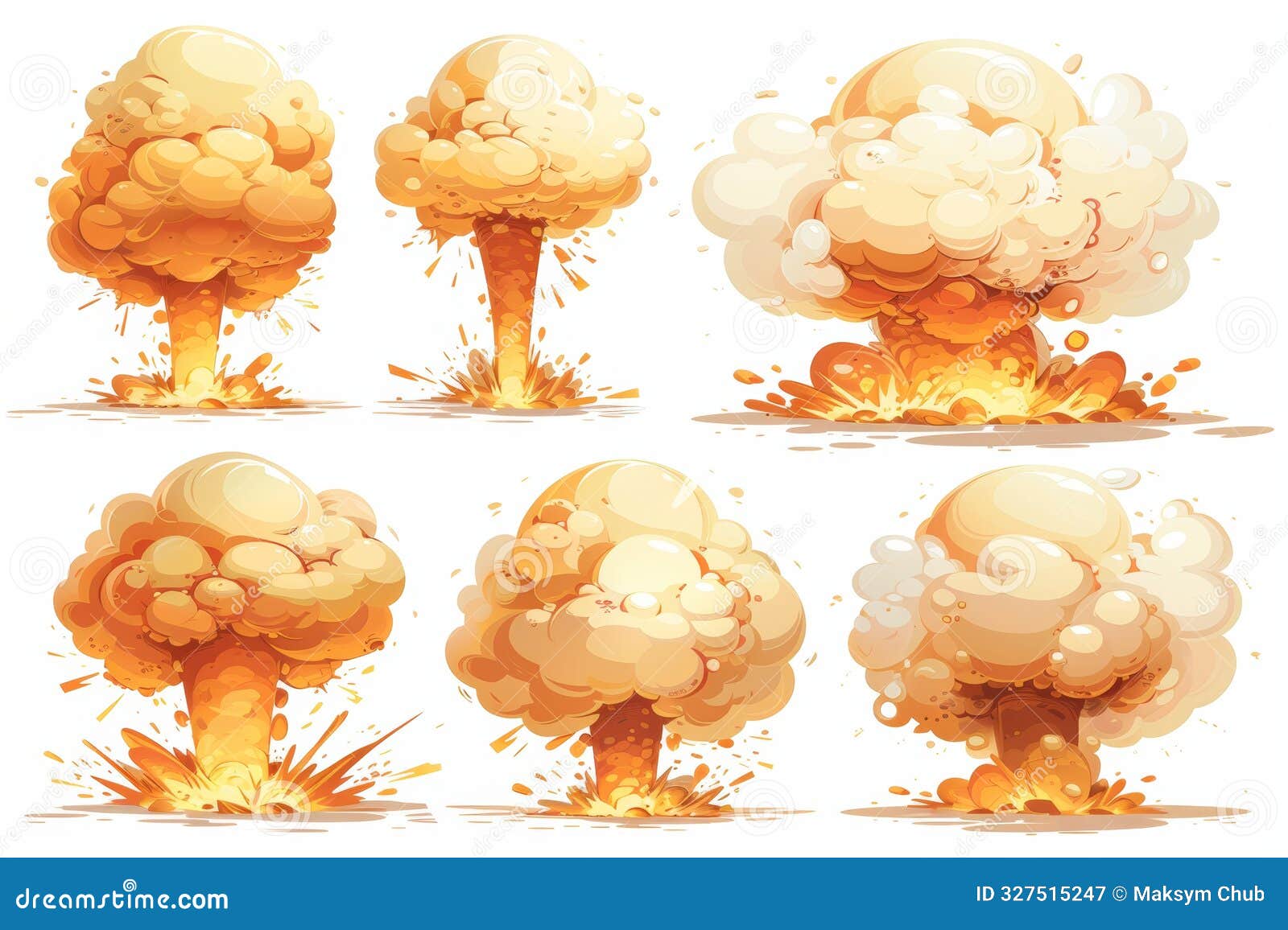 Set of Cartoon Explosion Effects with Smoke. Comic Book Style ...