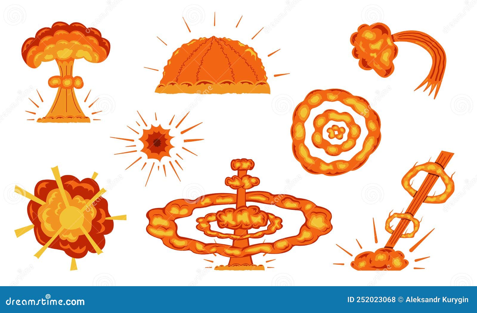 Set of Cartoon Explosions. Various Explosions for Comics and Anime ...