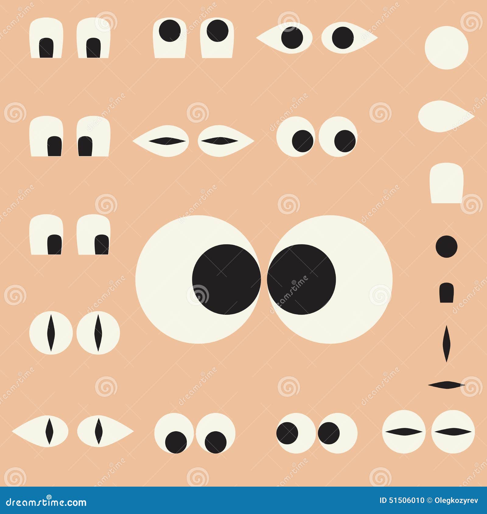 Set of Cartoon Eyes for the Characters Stock Vector - Illustration of ...