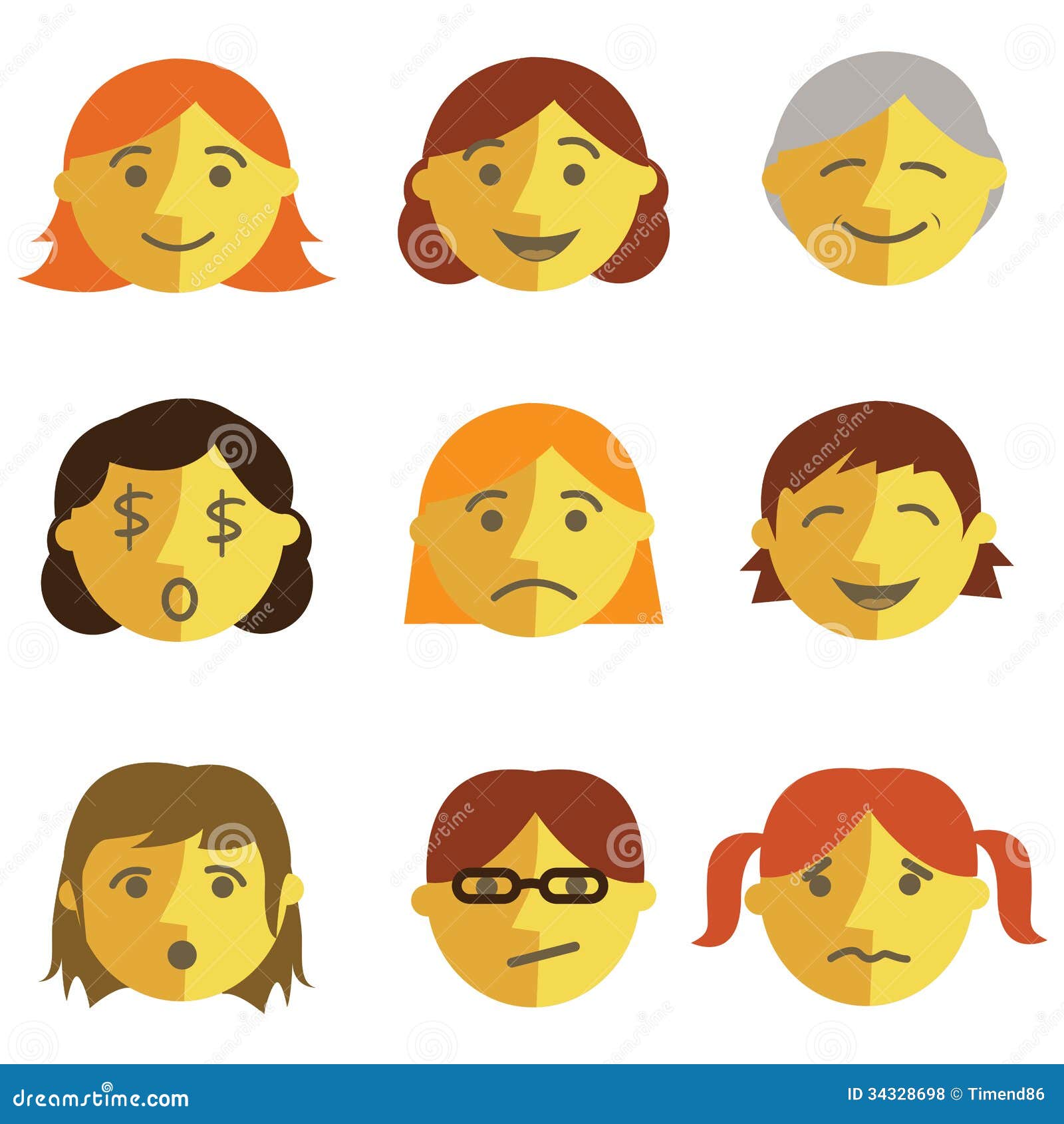 Set of Cartoon Face Emotions Stock Vector - Illustration of cheek ...