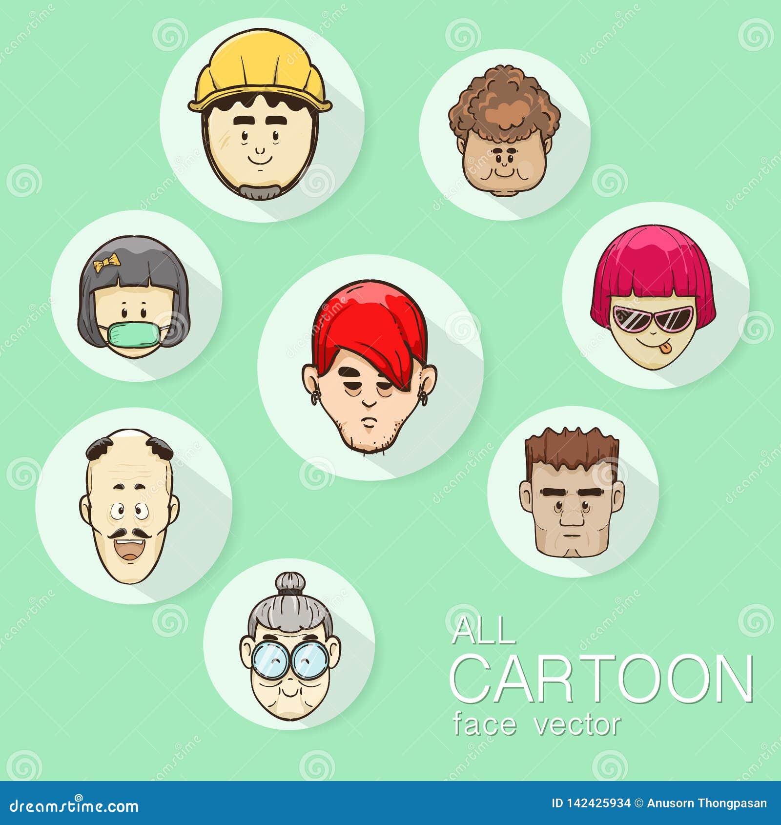 Set of Cartoon Faces. Clip Art Vector Illustration Stock Vector ...