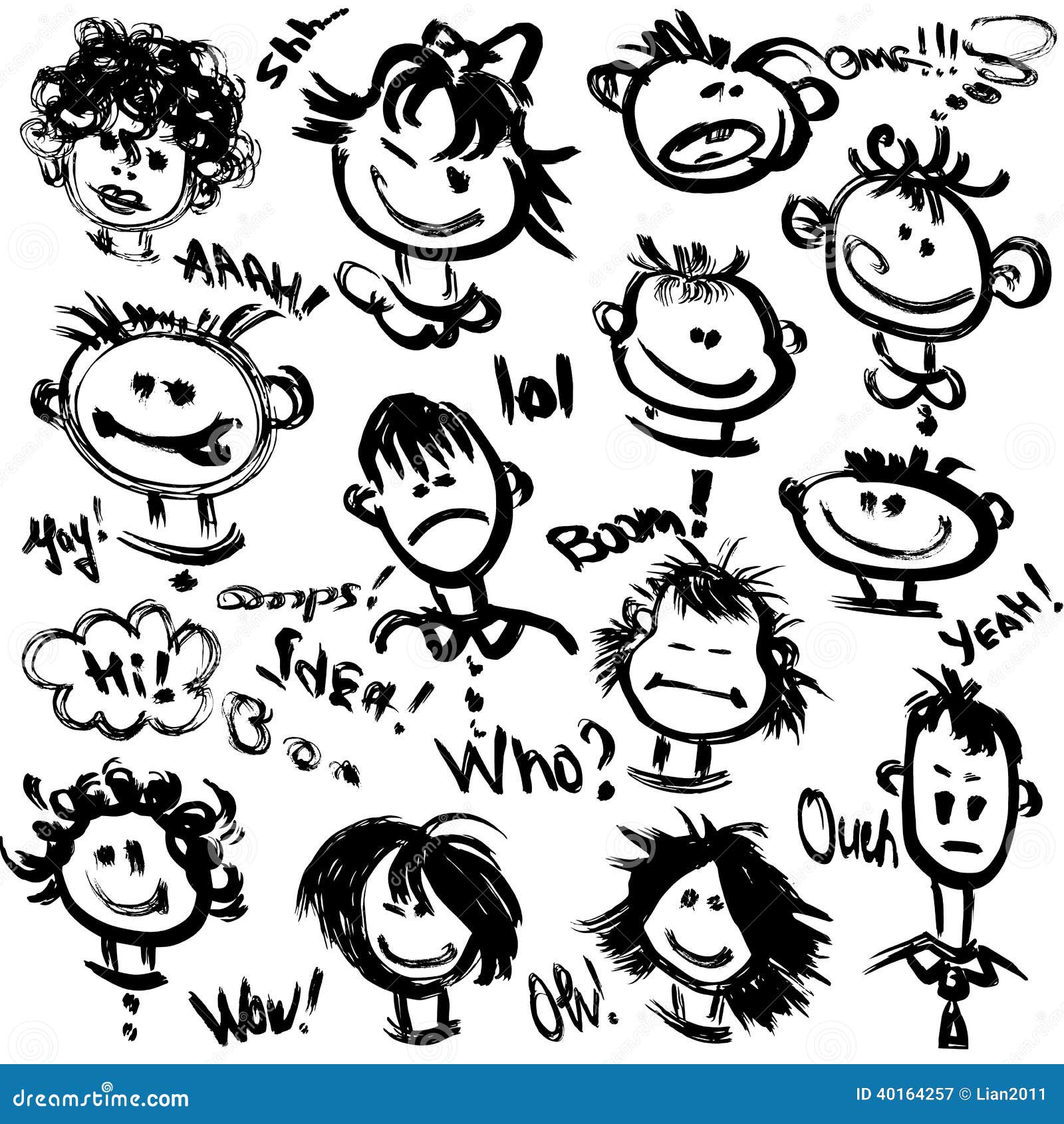 Set of Cartoon Faces with Different Emotions. Stock Vector ...