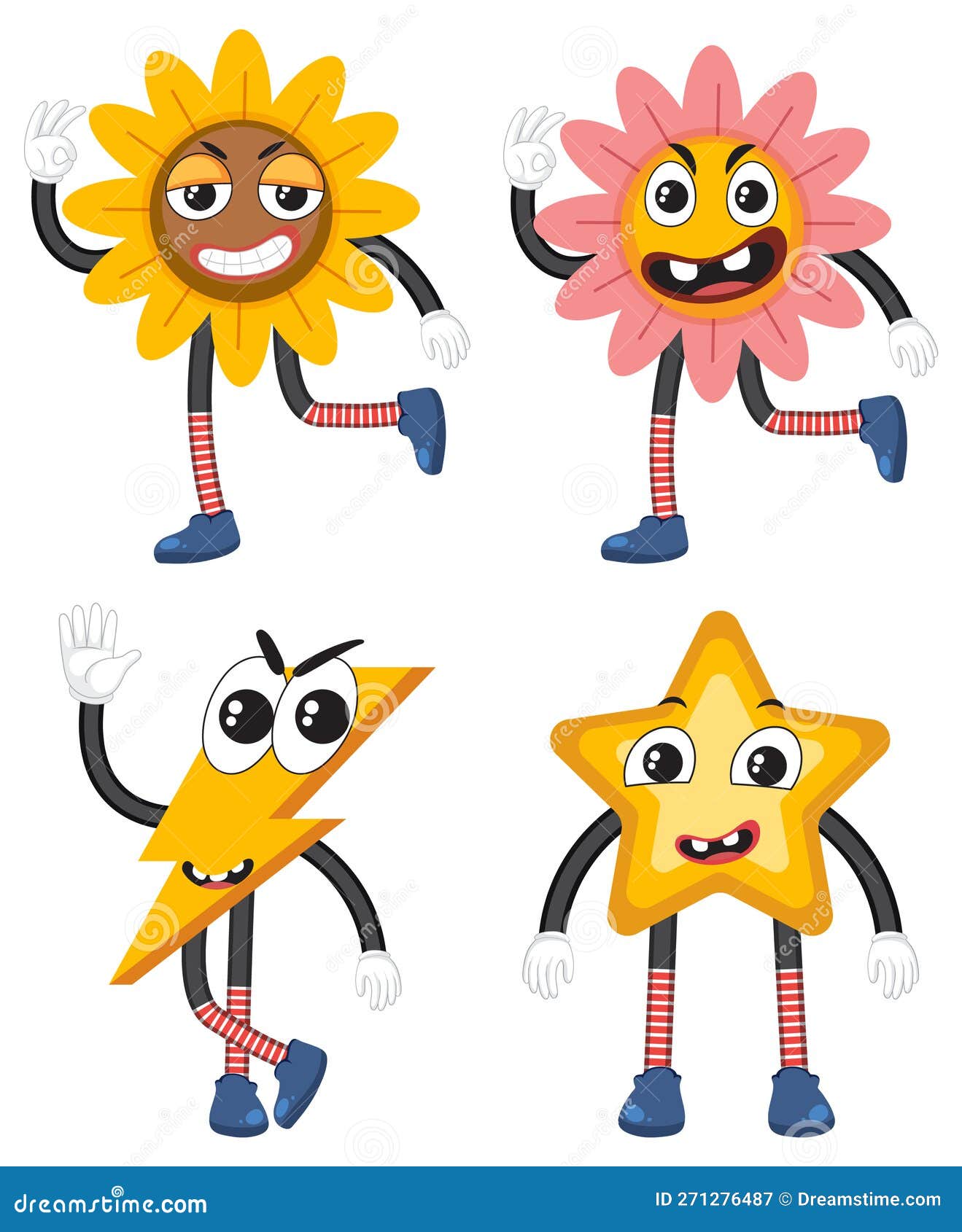 Set of Cartoon with Facial Expression Simple Style Stock Vector ...