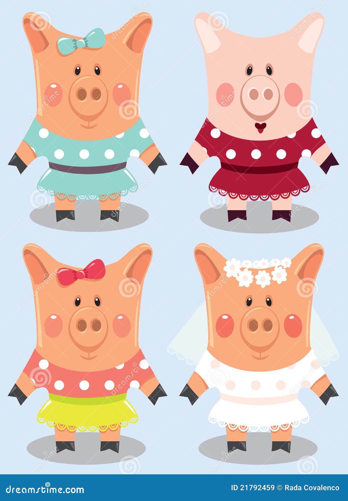 Set of cartoon female pigs stock vector. Illustration of funny - 21792459