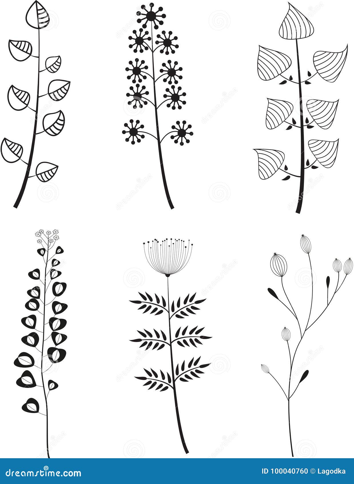 Set of cartoon flowers. stock vector. Illustration of decoration ...