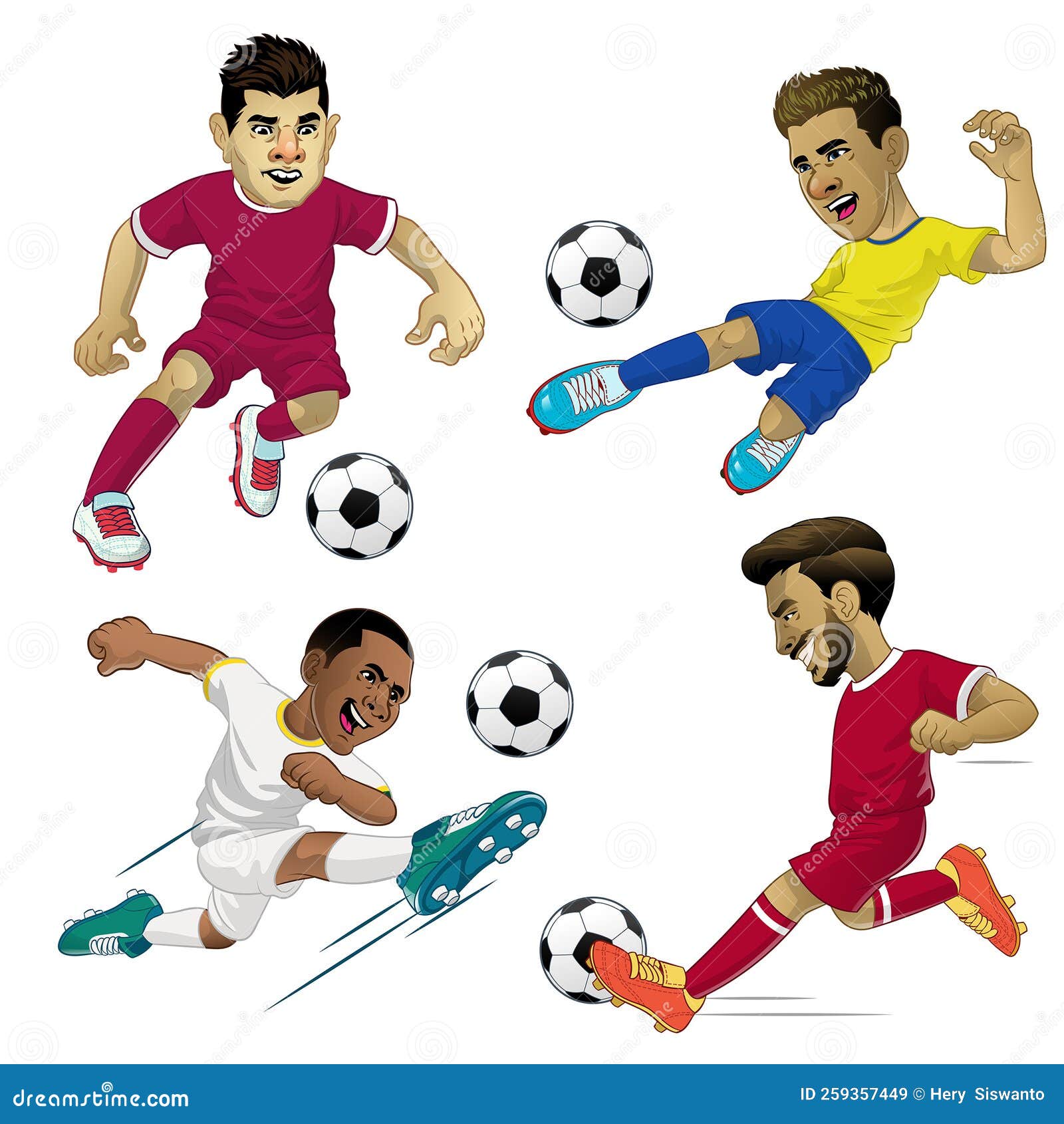 Set Cartoon Football Player in Various Pose Stock Vector - Illustration ...