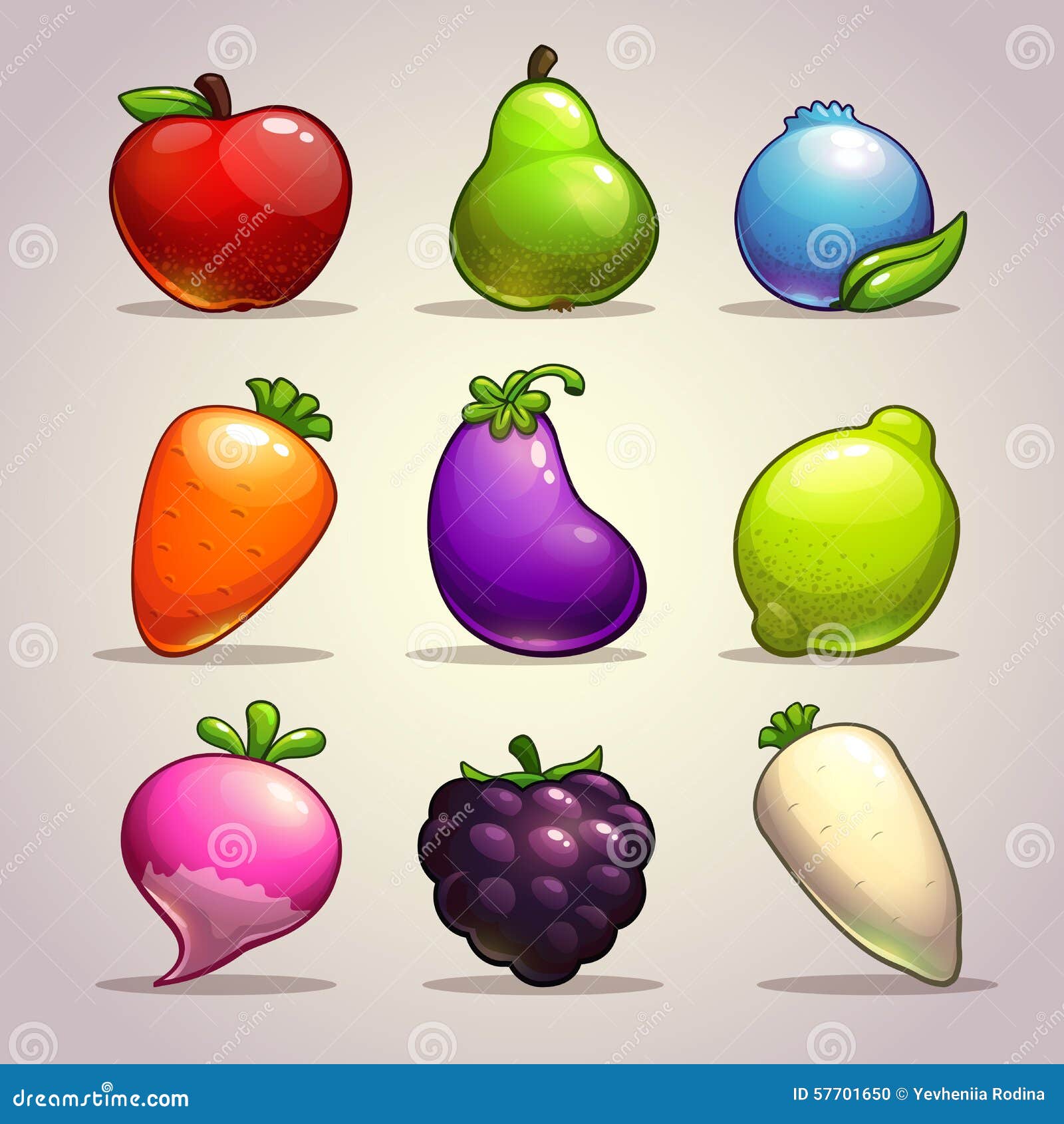 Set of cartoon fruits stock illustration. Illustration of apple - 57701650