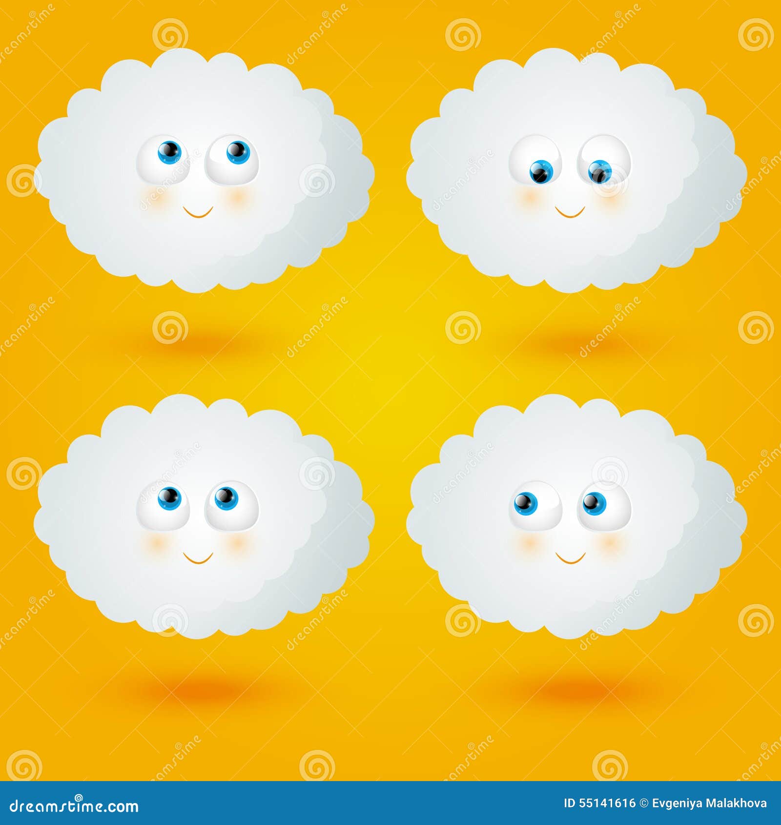 Set of Cartoon Funny Clouds Stock Vector - Illustration of summer ...