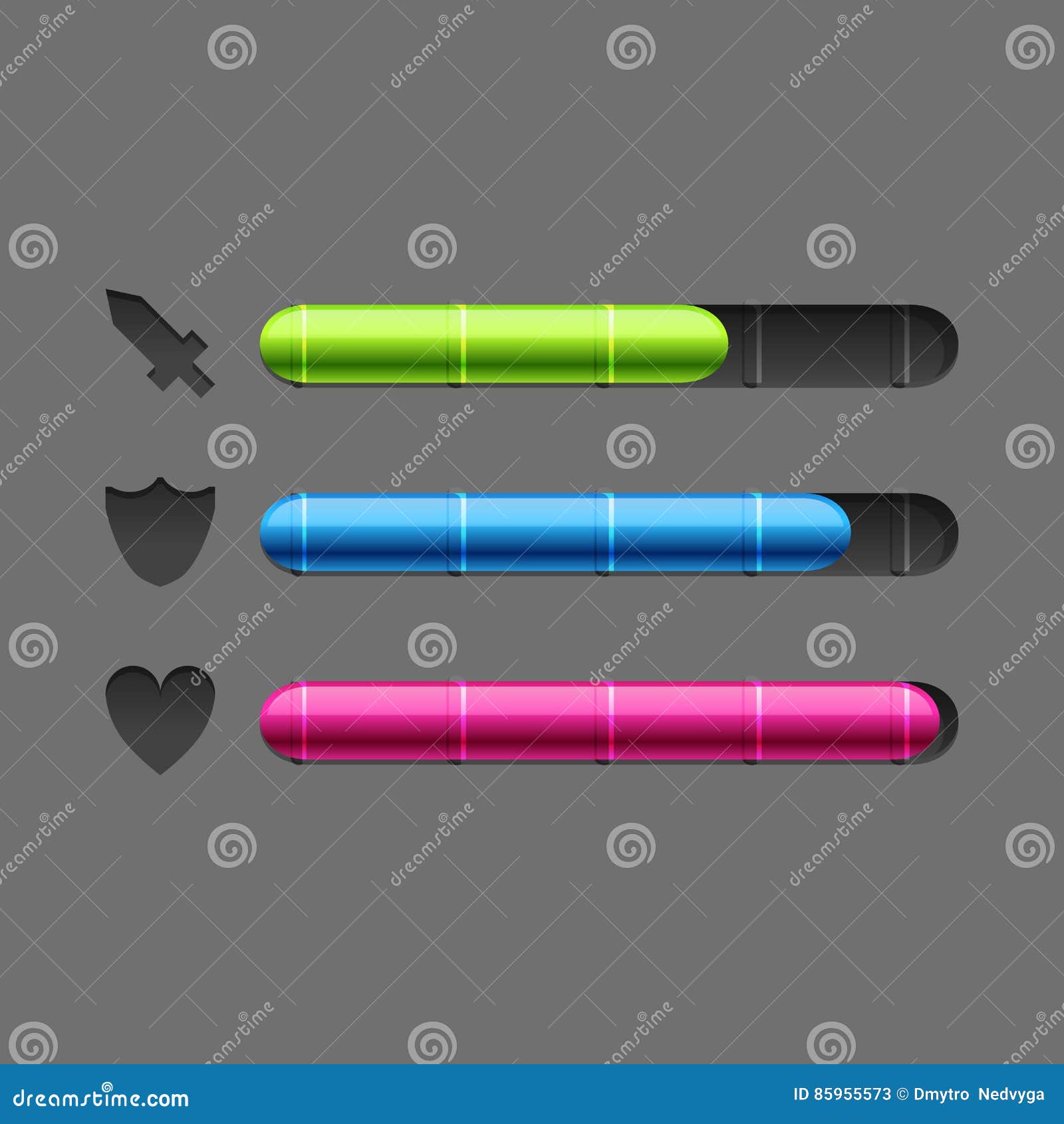Set of Cartoon Game Resource Bar. Stock Vector - Illustration of object ...
