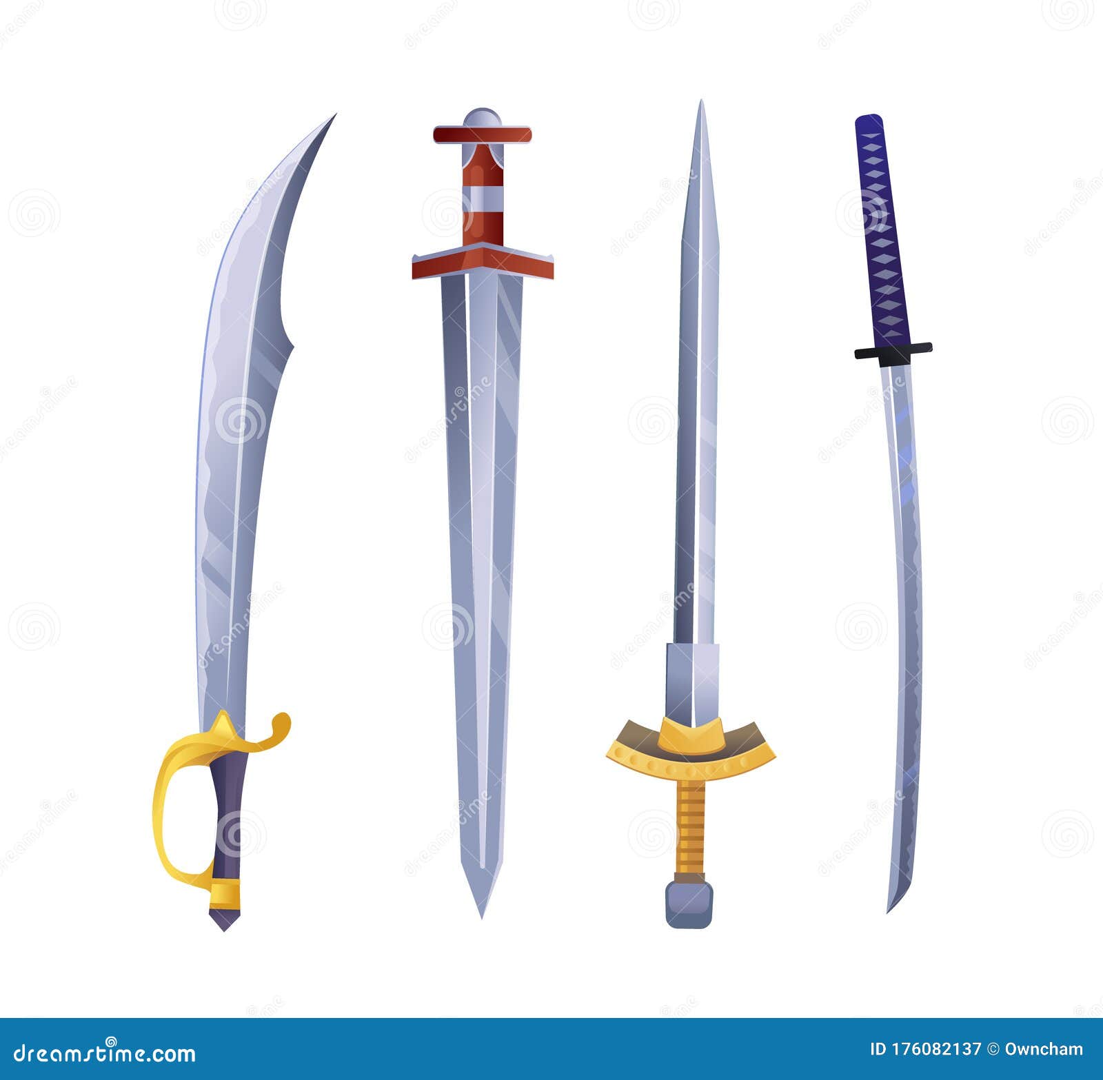 Set of Cartoon Game Swords. Vector Illustration. Stock Vector ...