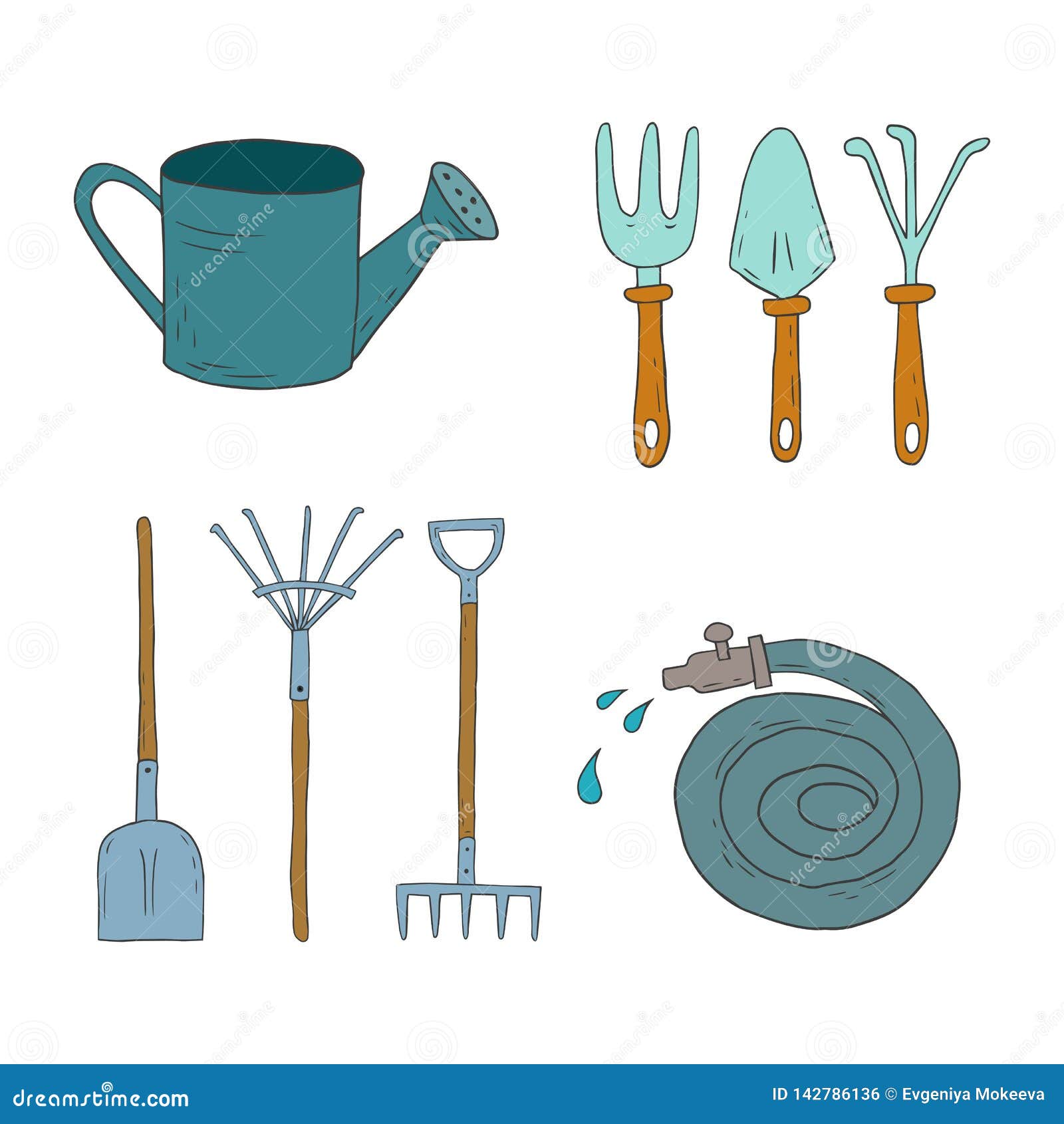 Set of Cartoon Gardening Items a White Background Stock Vector ...