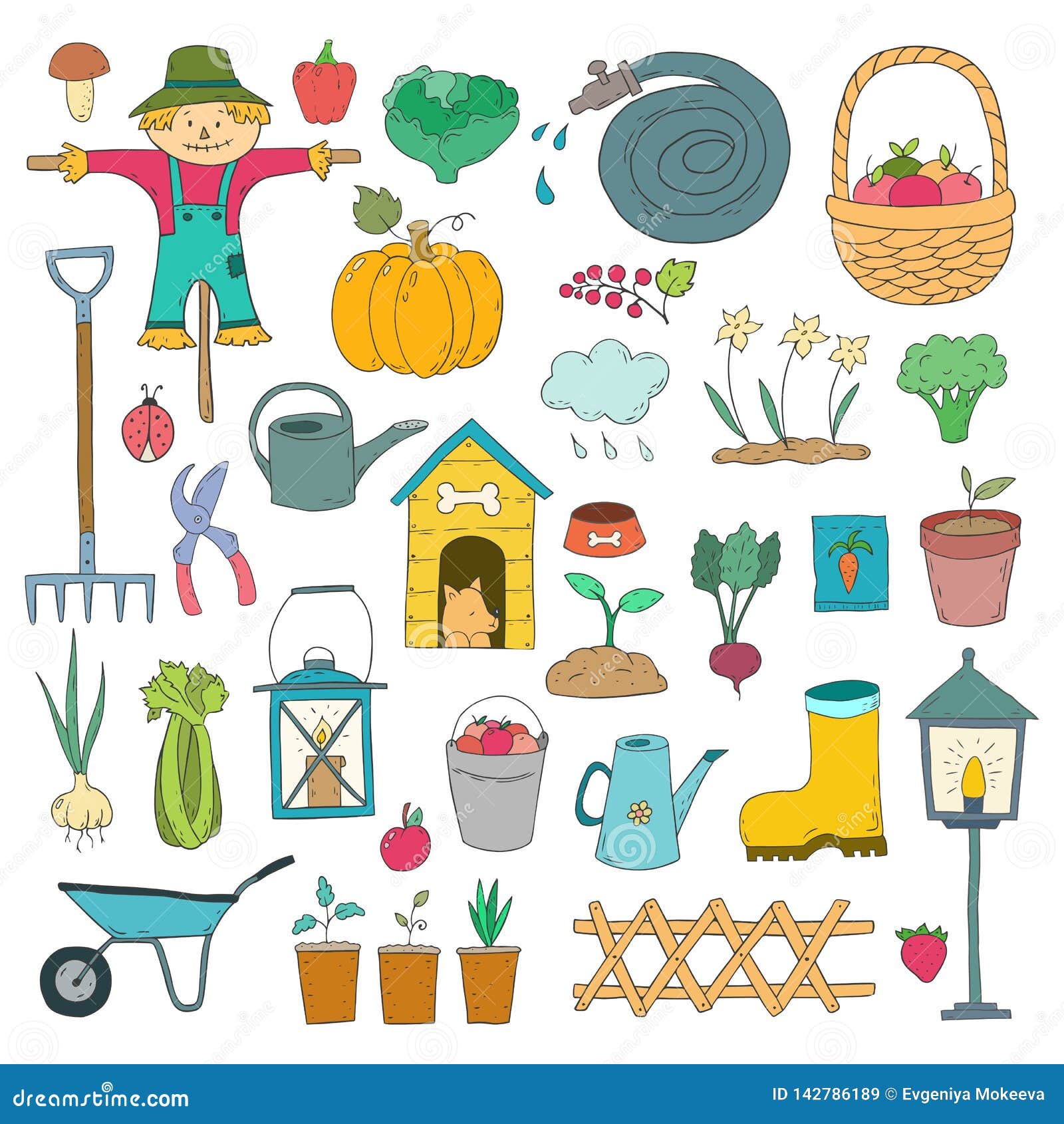 Set of Cartoon Gardening Items a White Background Stock Illustration ...