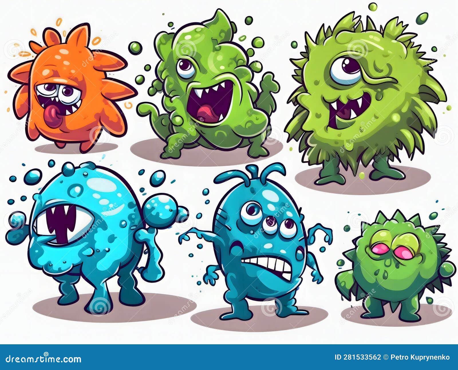 A Set of Cartoon Germs on a White Background on Vector Art. AI ...