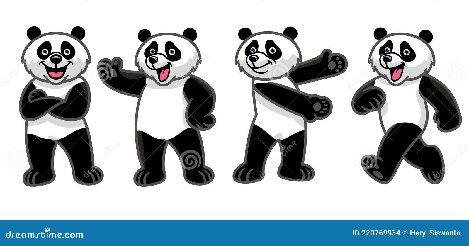 Set of Cartoon Giant Panda Character Stock Vector - Illustration of ...