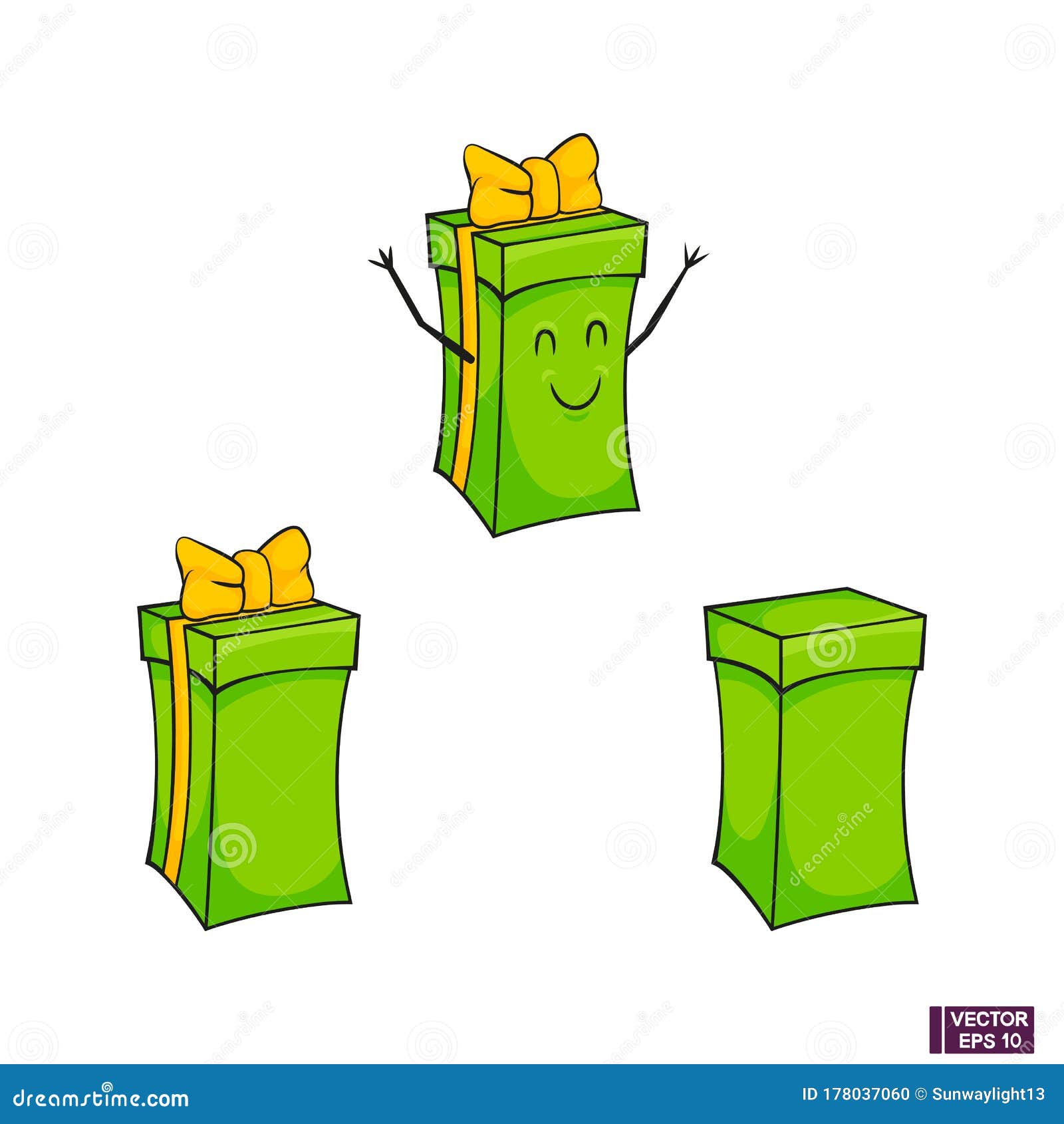 Set of cartoon gift boxes stock illustration. Illustration of flat ...