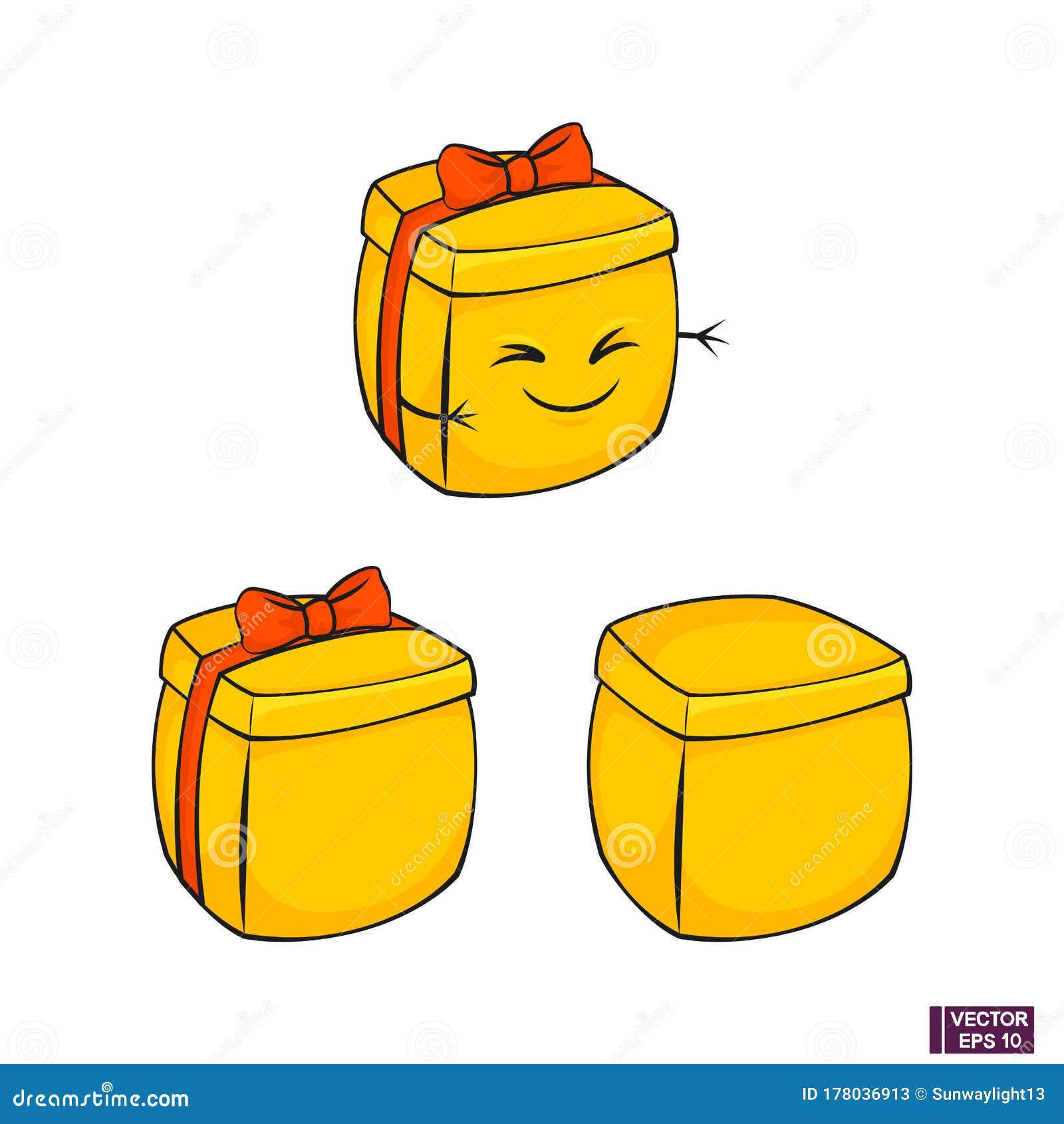 Set of cartoon gift boxes stock vector. Illustration of anniversary ...