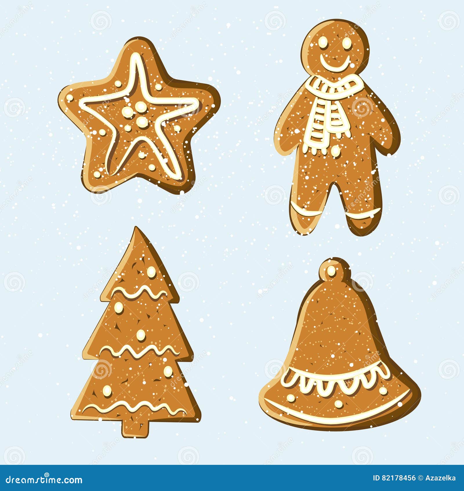 Set Of Cartoon Ginger Breads. Vector Illustration | CartoonDealer.com ...