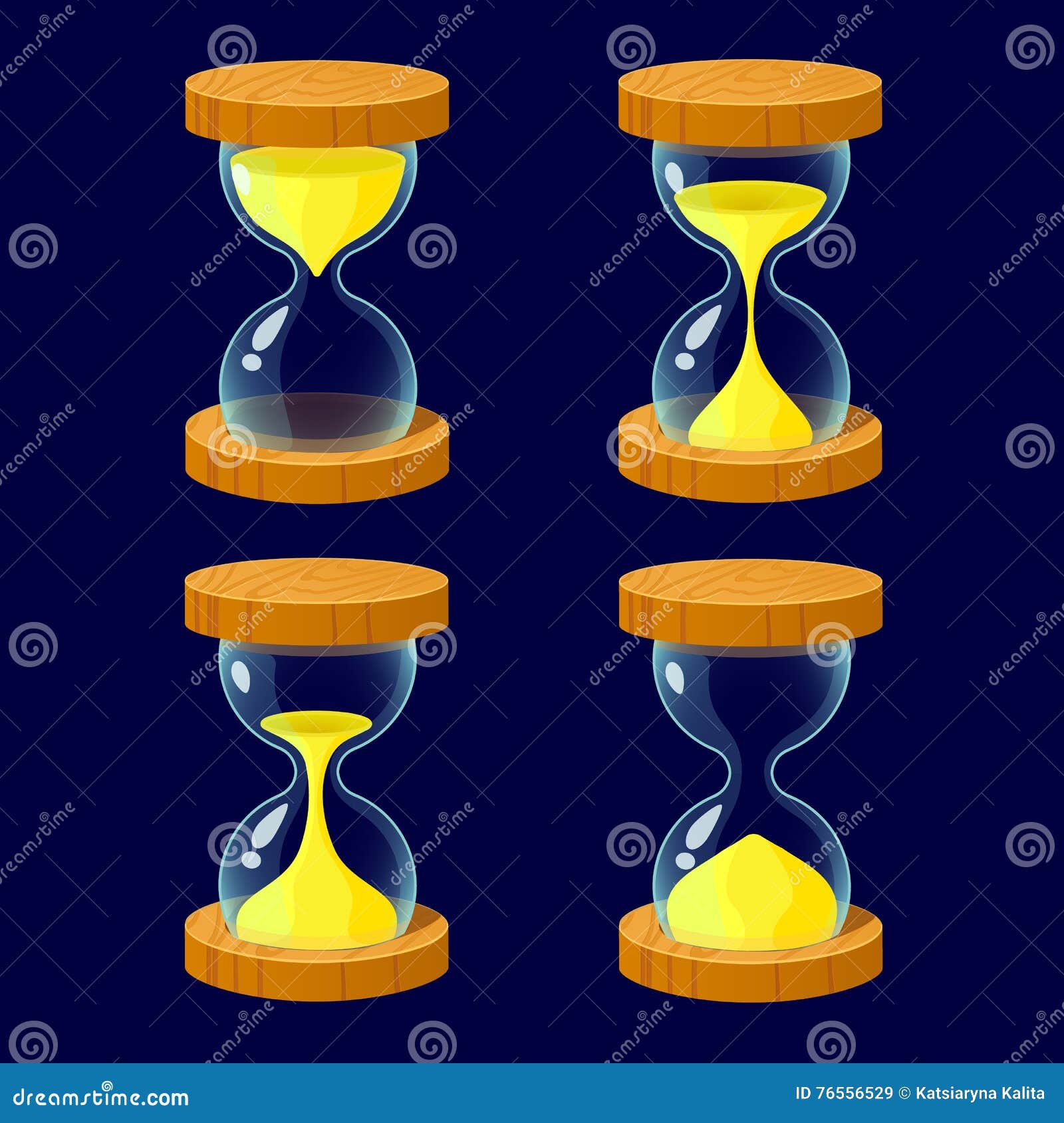 Set of Cartoon Glossy Hourglass Stock Vector - Illustration of ...