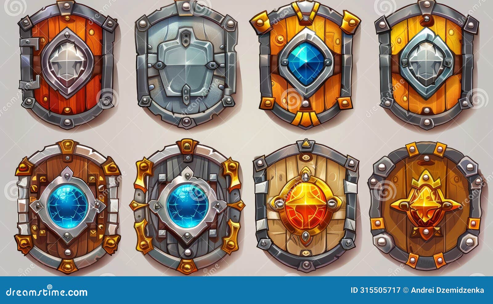 A Set of Cartoon Graphic Design GUI Elements for Medieval RPG Games and ...