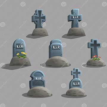 Set of cartoon grave. stock vector. Illustration of memory - 70546263