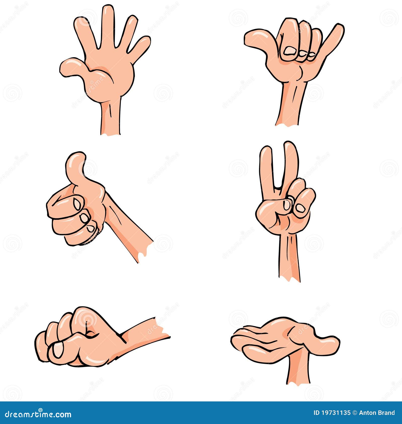 Set of Cartoon Hands in Everyday Poses Stock Vector - Illustration of ...
