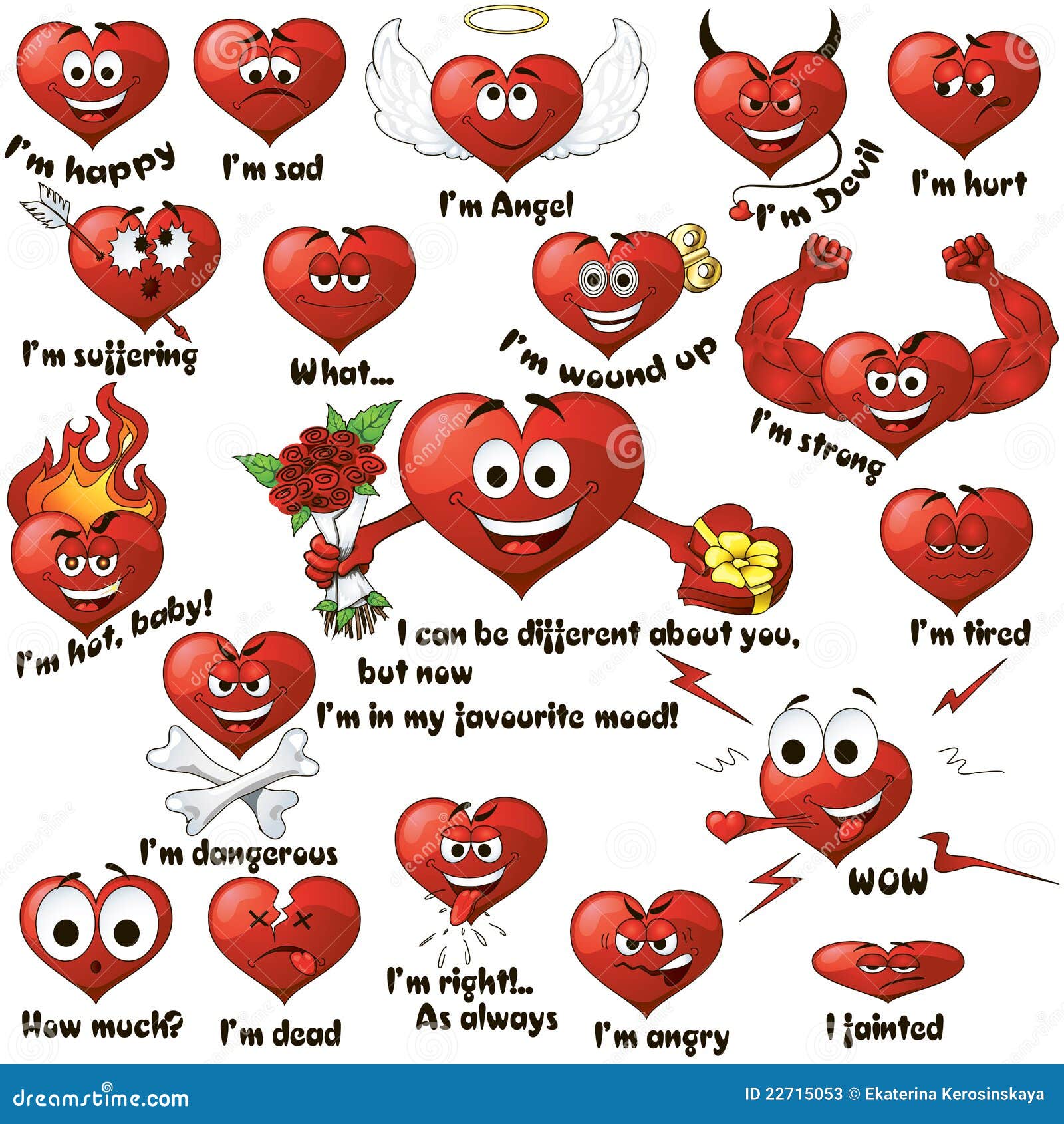 A set of cartoon hearts stock vector. Illustration of greeting - 22715053