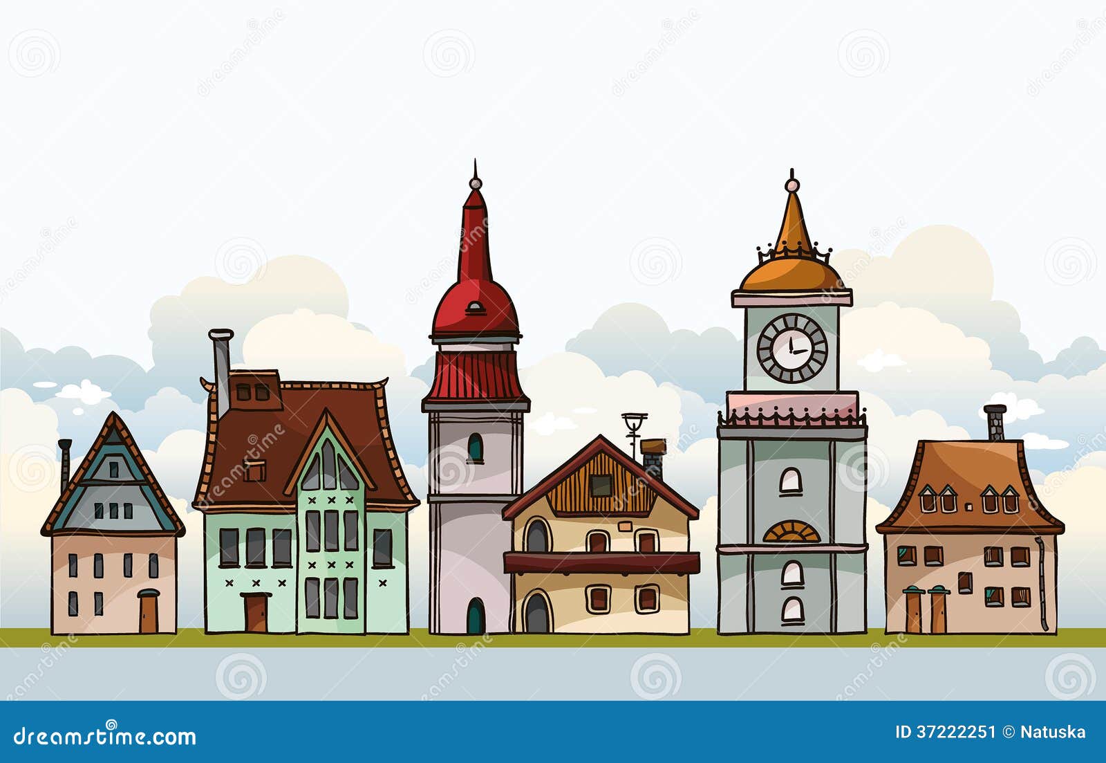 Set of cartoon houses. stock illustration. Illustration of community ...
