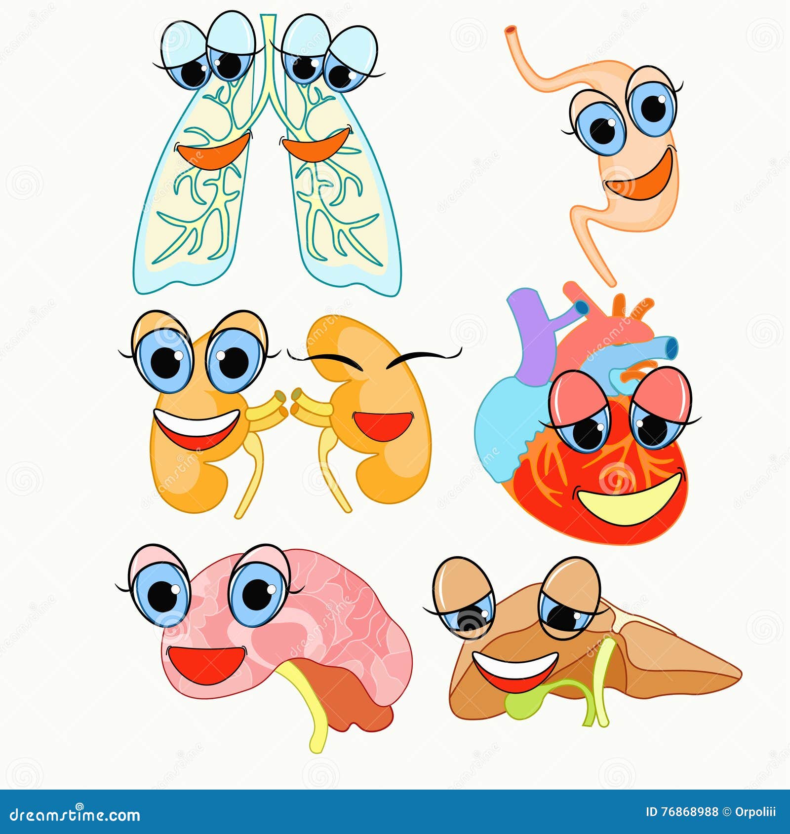 Set with Cartoon Human Organs. Vector Illustration Stock Vector ...